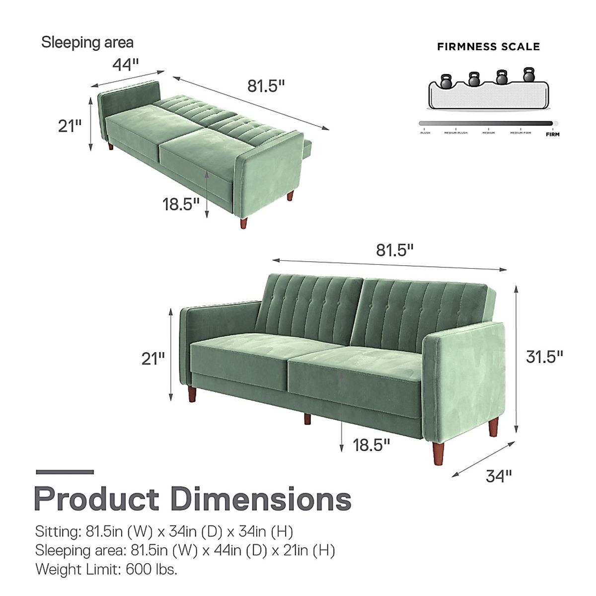 Boxmeer Light Green Futon | Rooms to Go