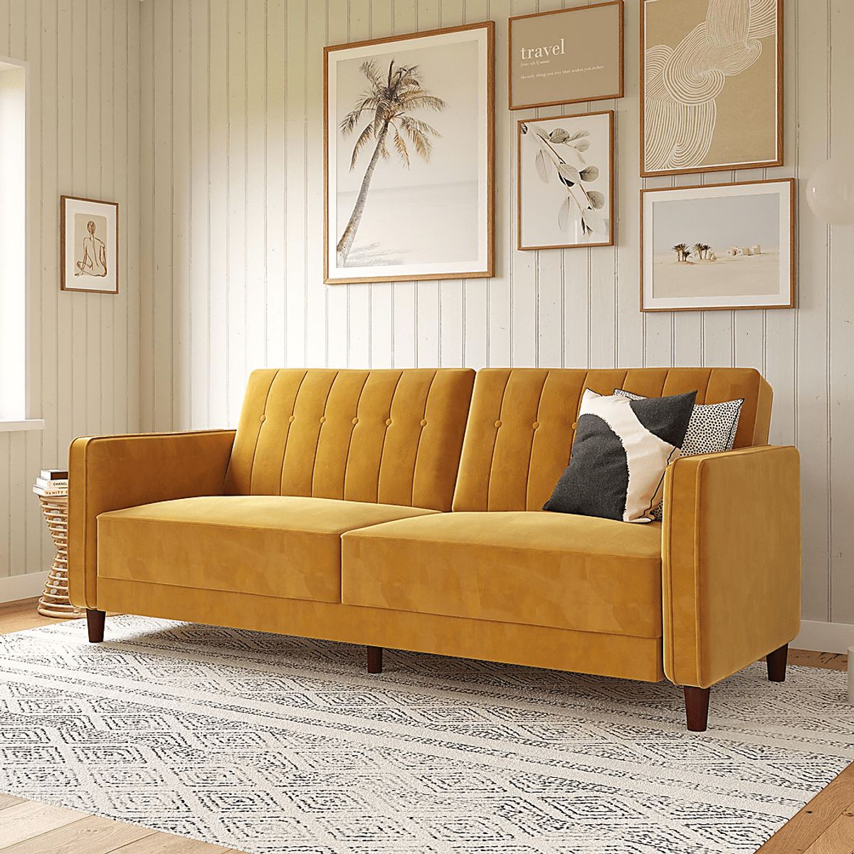 Boxmeer Mustard Yellow Futon | Rooms to Go
