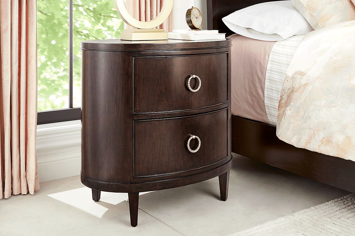 Cindy Crawford Bradbury Brown Cherry Dark Wood Accent Nightstand ...