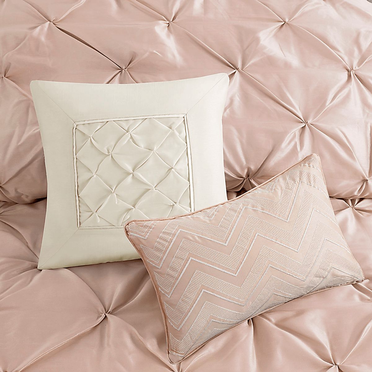 Bradish Blush Beige Cotton,Polyester Fabric 7 Pc Full Comforter Set ...