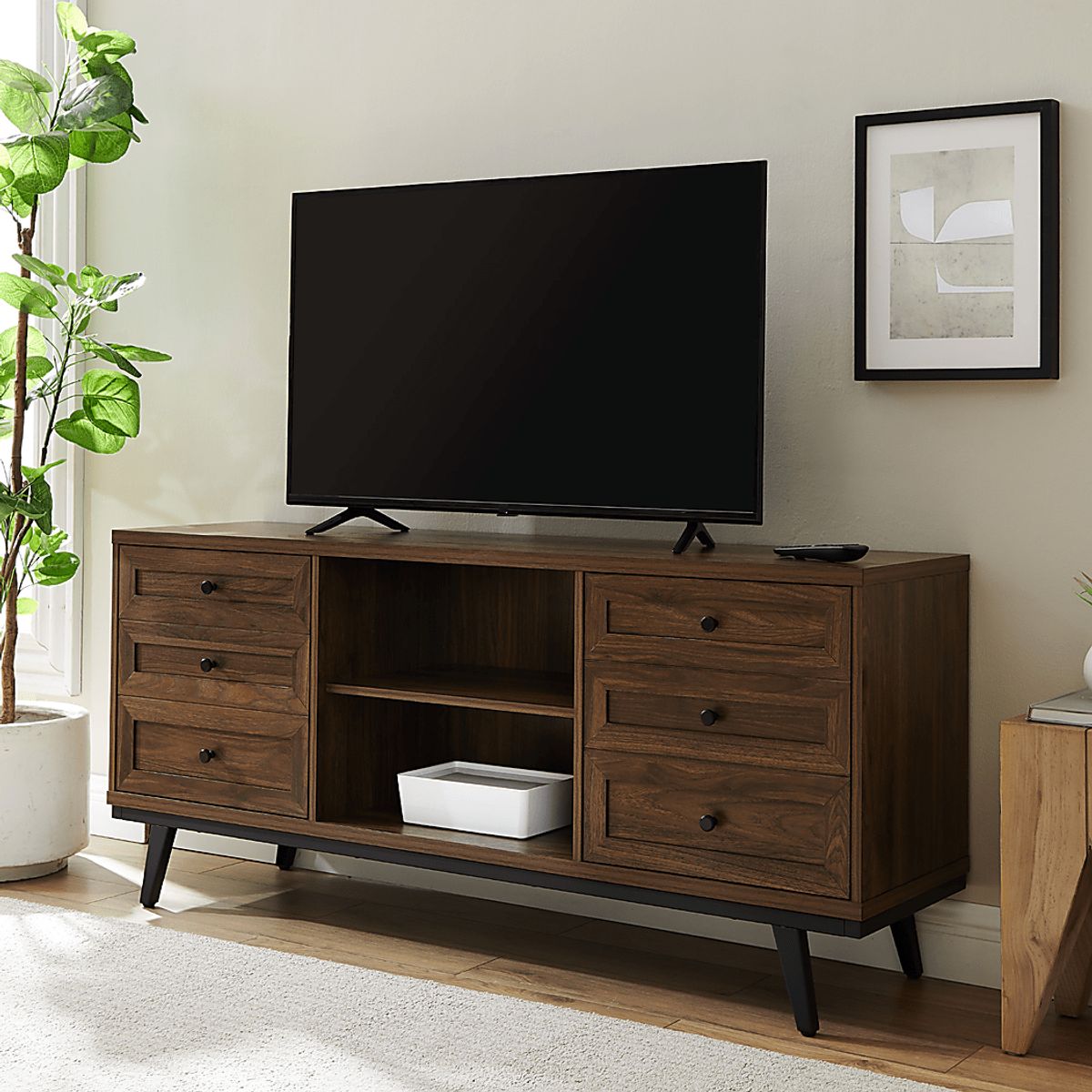 Bramblecrest Walnut Dark Wood Console | Rooms to Go
