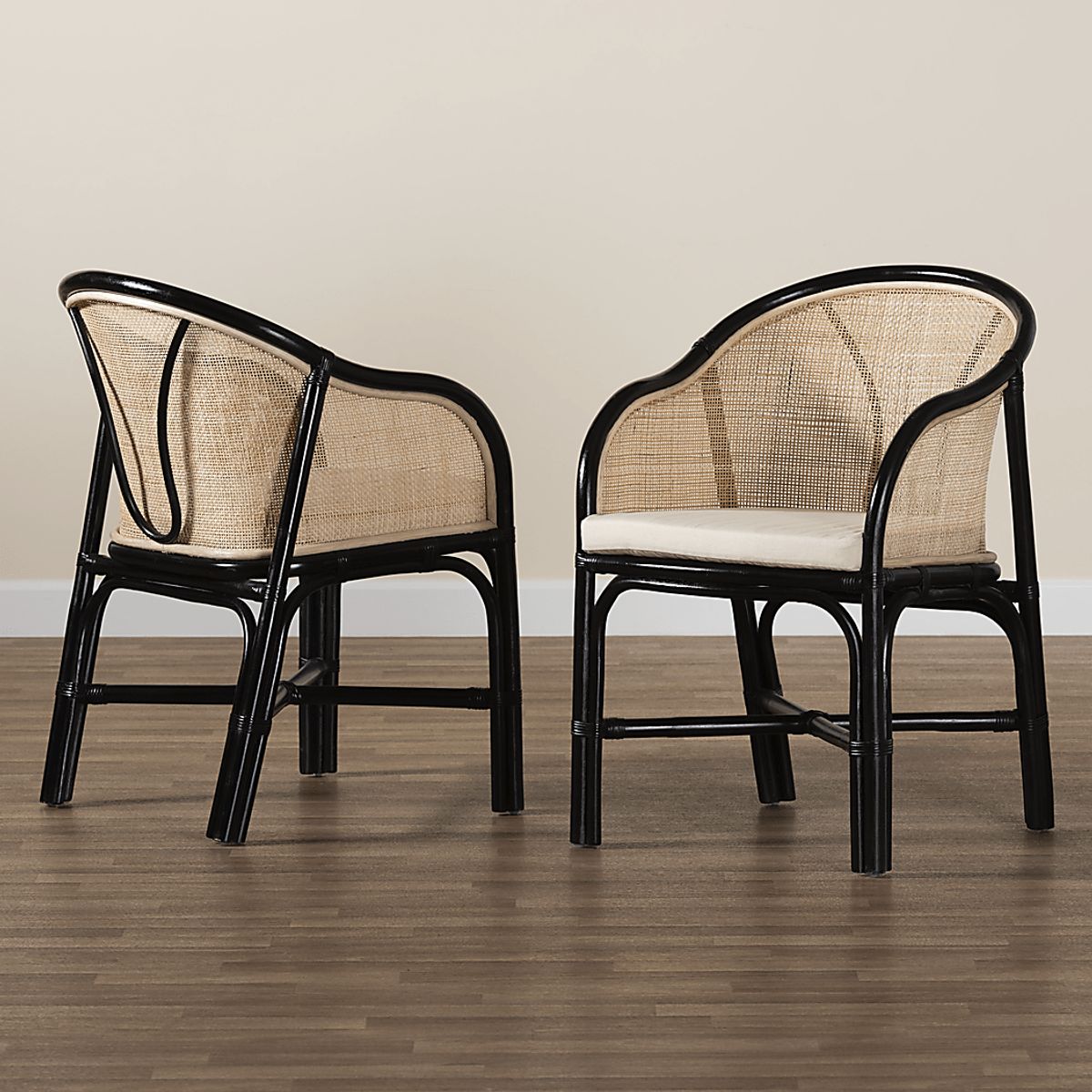 Branchaud Natural Beige,White Polyester Fabric Arm Chair, Set Of 2 ...