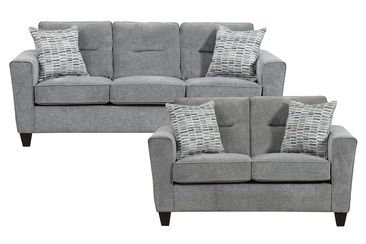 Brantley Boulevard 2 Pc Gray Polyester Fabric Living Room Set With Sofa ...