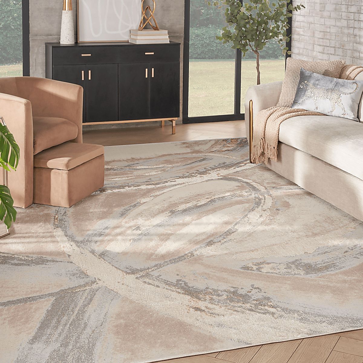 Brasix Beige,Gray Rugs | Rooms to Go