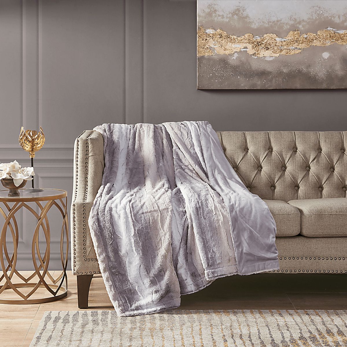 Bregenz Blush Beige Polyester Fabric Throw Blanket | Rooms to Go