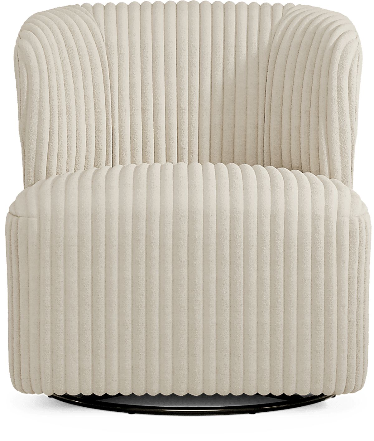 Breigh Ivory Beige Knitted Swivel Chair | Rooms to Go