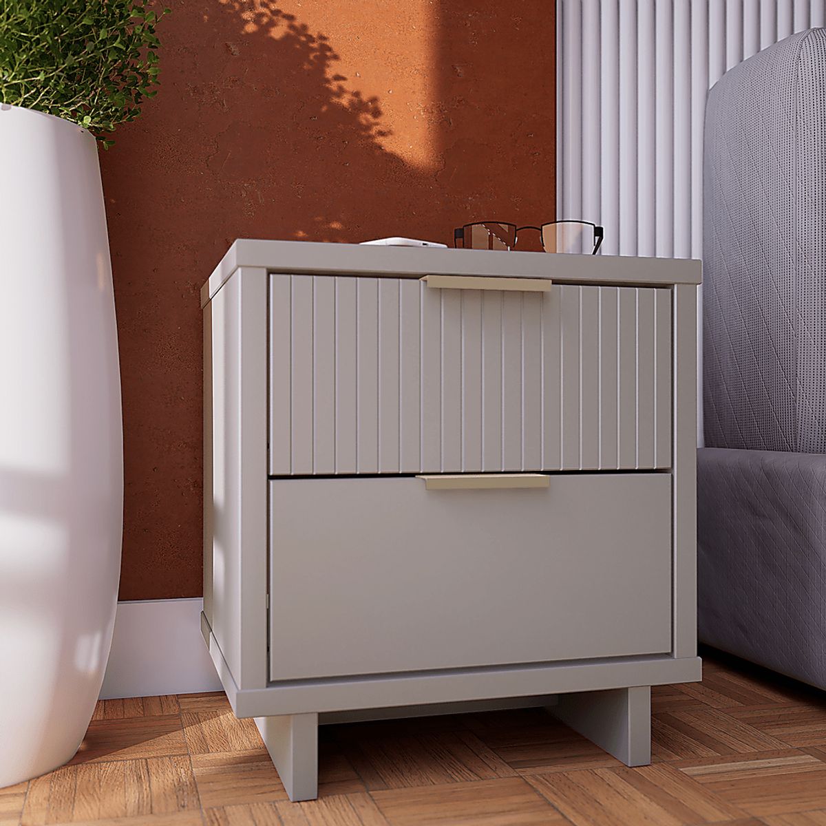 Bremmer VI Light Gray Nightstand | Rooms to Go