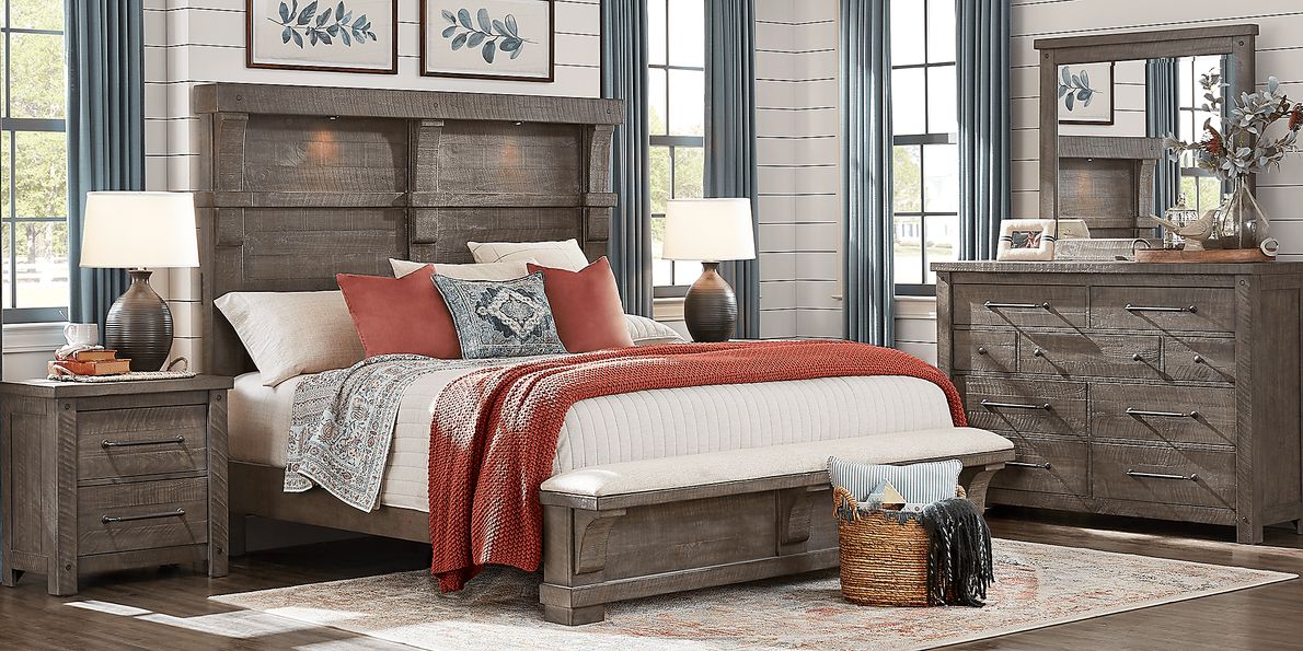 Bretten Crossing 7 Pc Gray King Bedroom Set With Dresser, Mirror ...