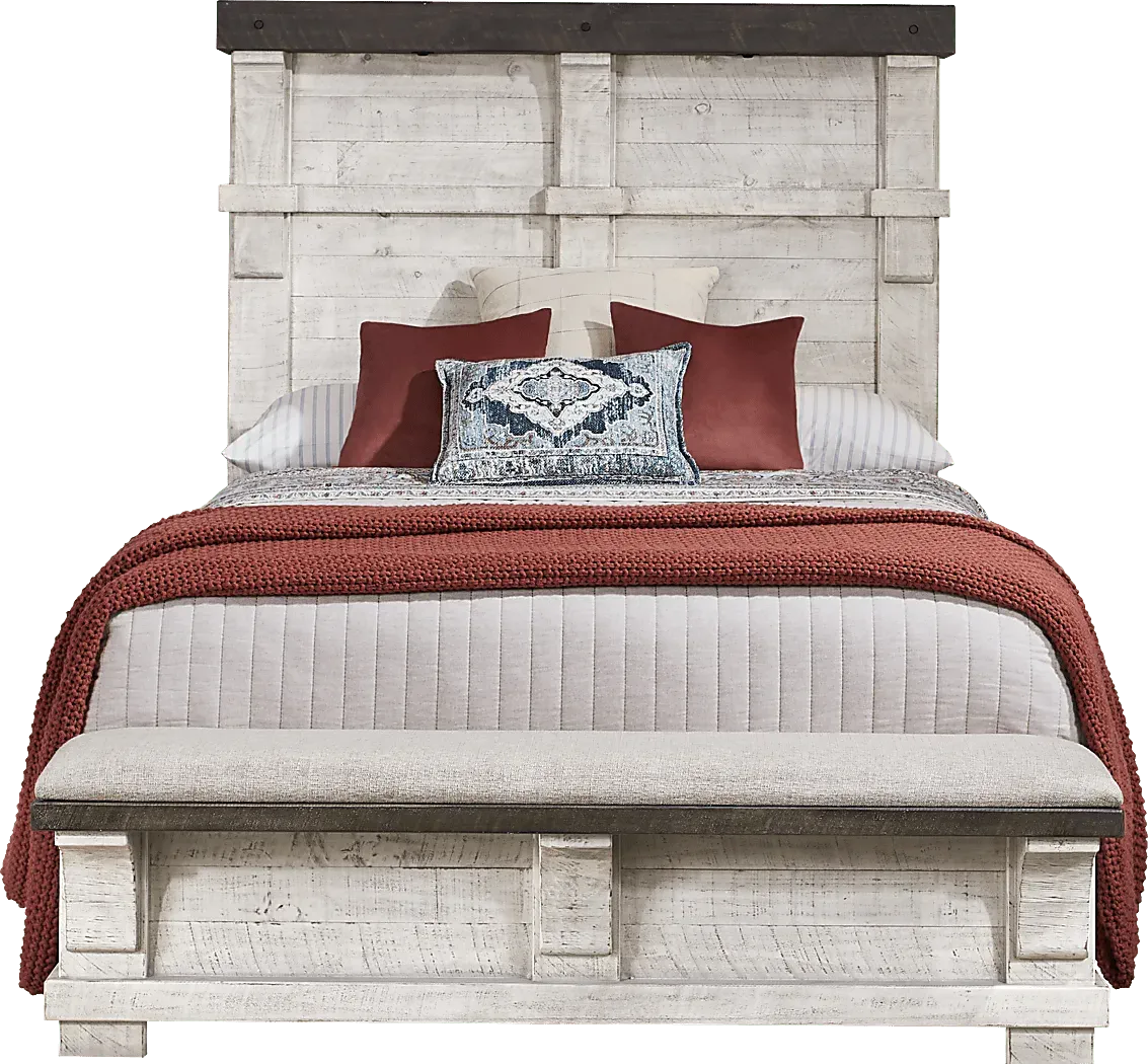 Bretten Crossing White Colors,White 3 Pc King Bench Bed | Rooms to Go