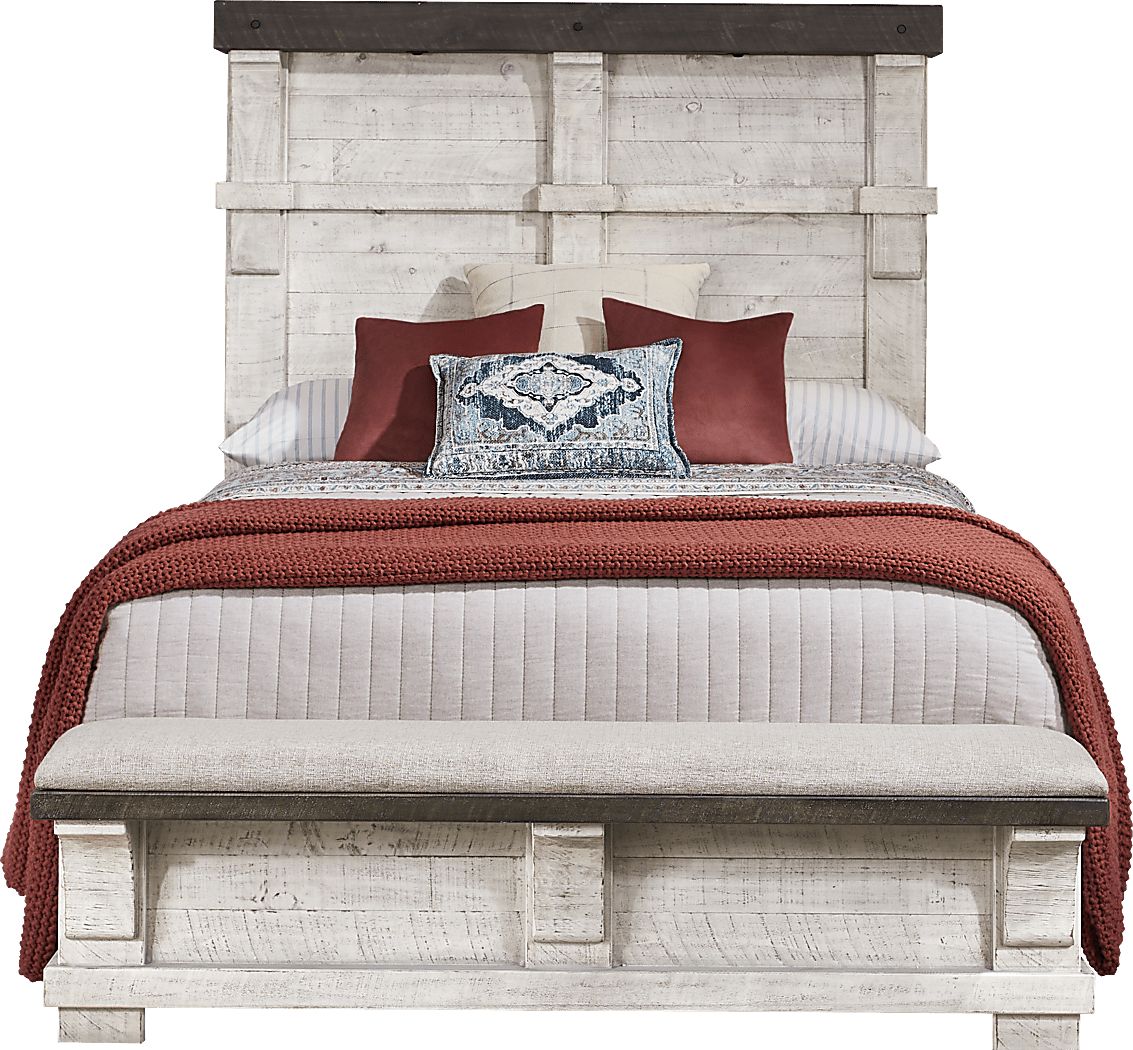 Bretten Crossing White Colors,White 3 Pc Queen Bench Bed | Rooms to Go