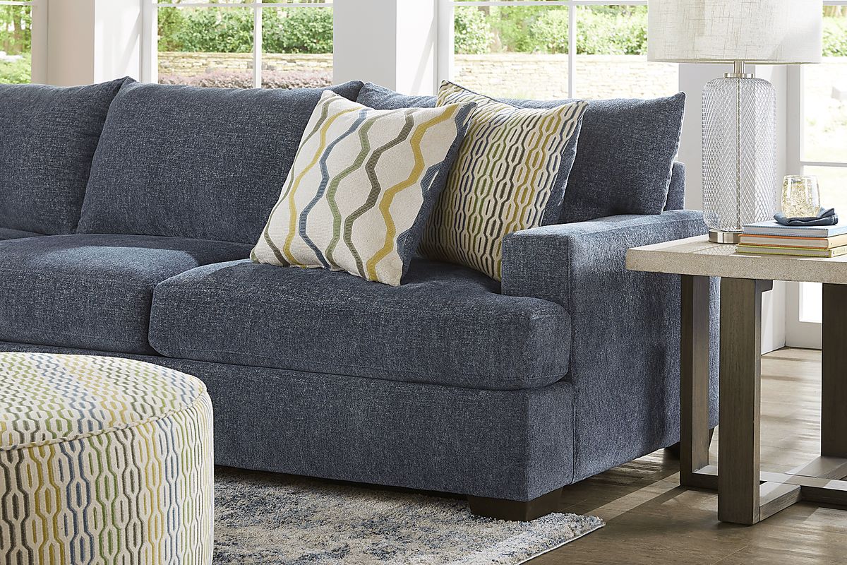 Briar Street Blue Chenille Fabric 2 Pc Left Arm Chaise Sectional ...