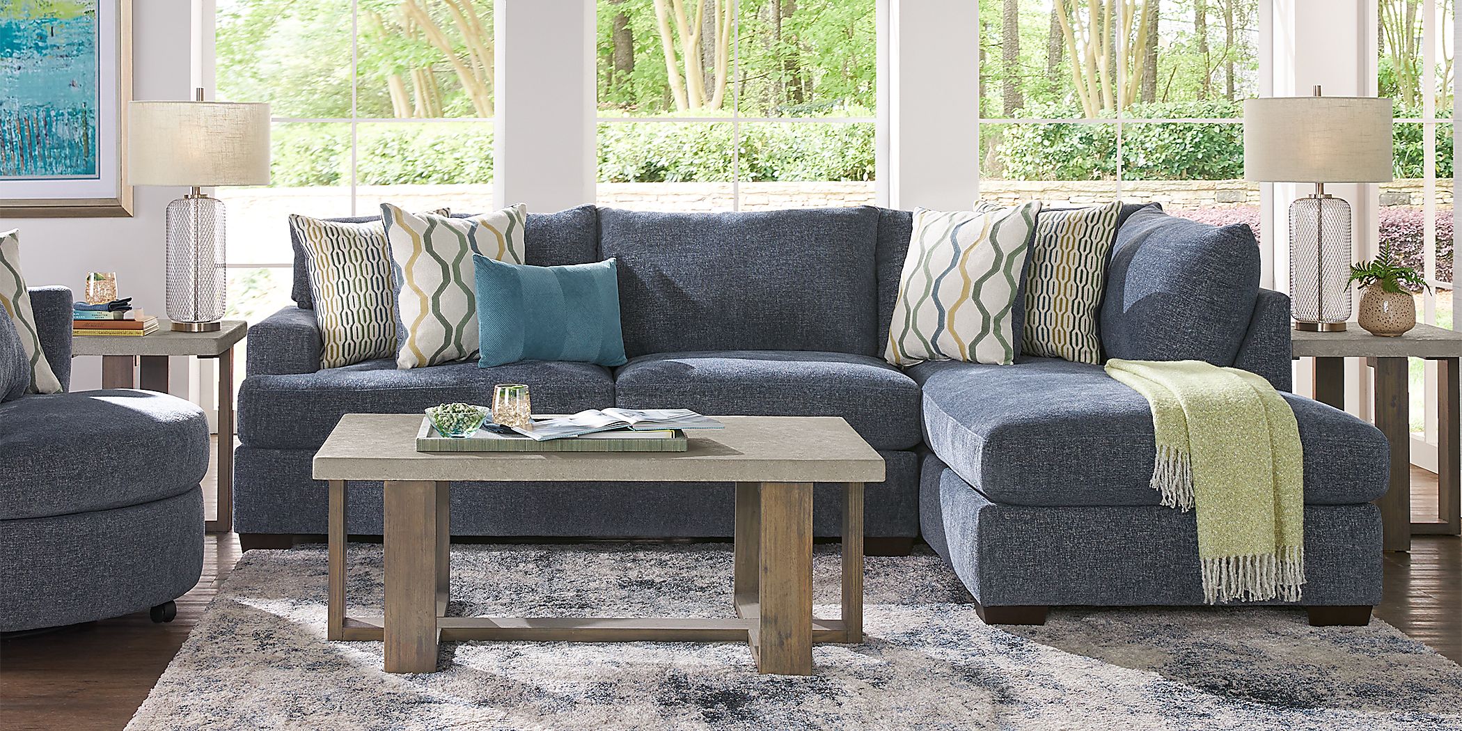 Briar Street Blue Chenille 2 Pc Sectional - Rooms To Go