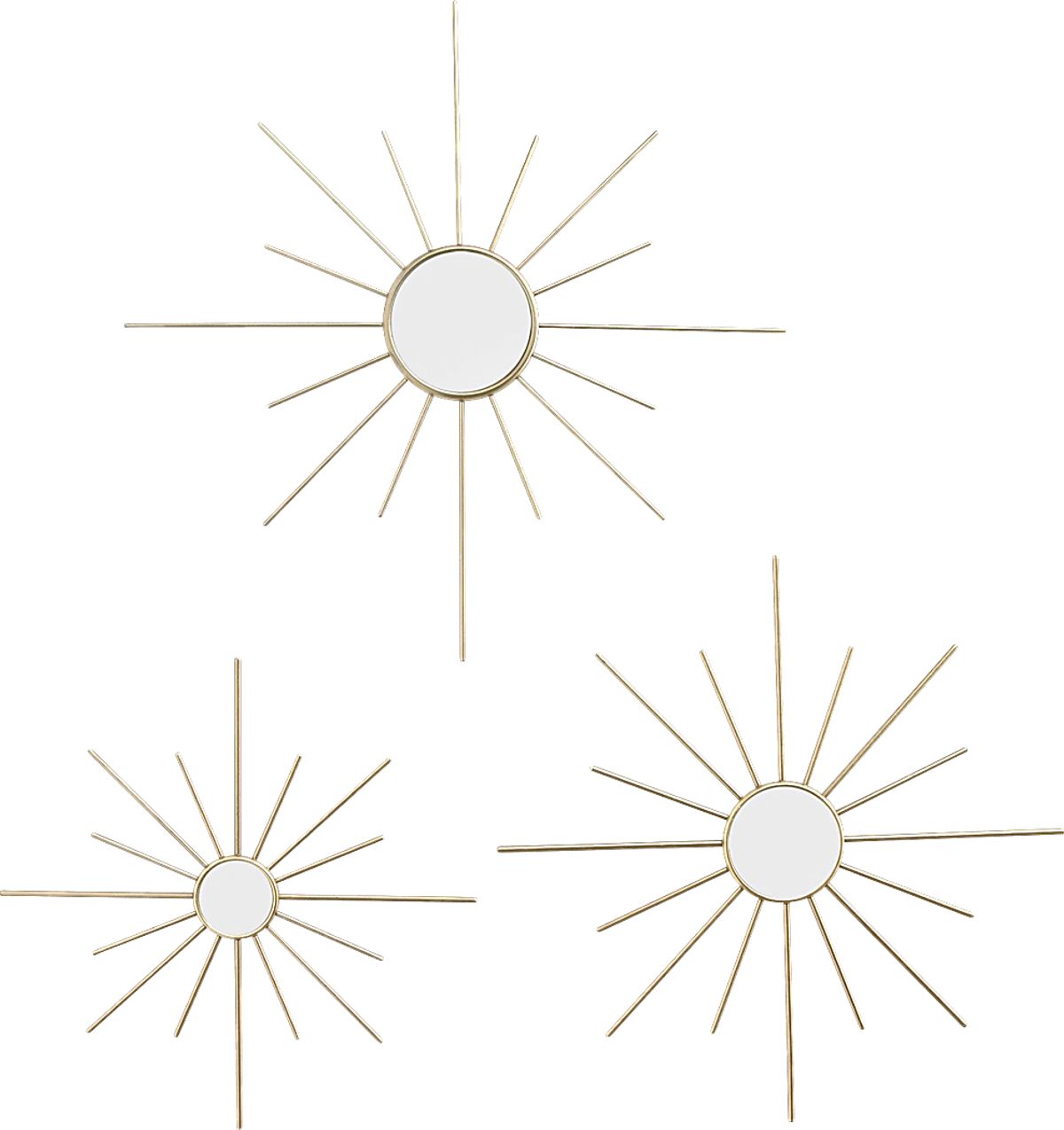 Bright Starlight Gold Colors,Metal Set Of 3 Mirrors | Rooms to Go