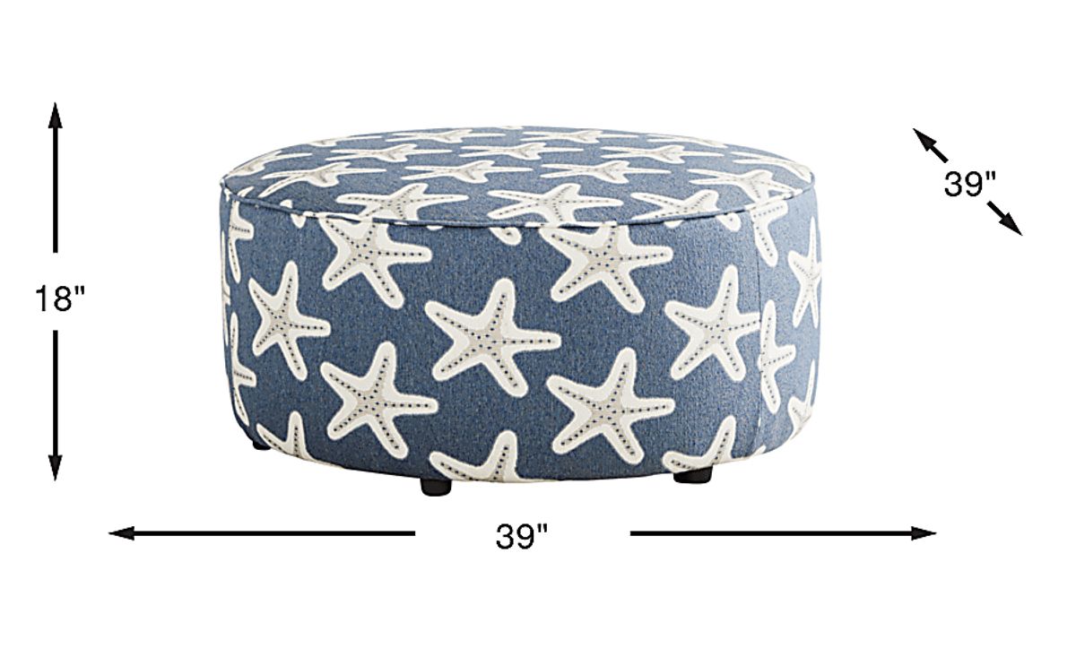 Brightwater Marine Blue Woven Cocktail Ottoman | Rooms to Go