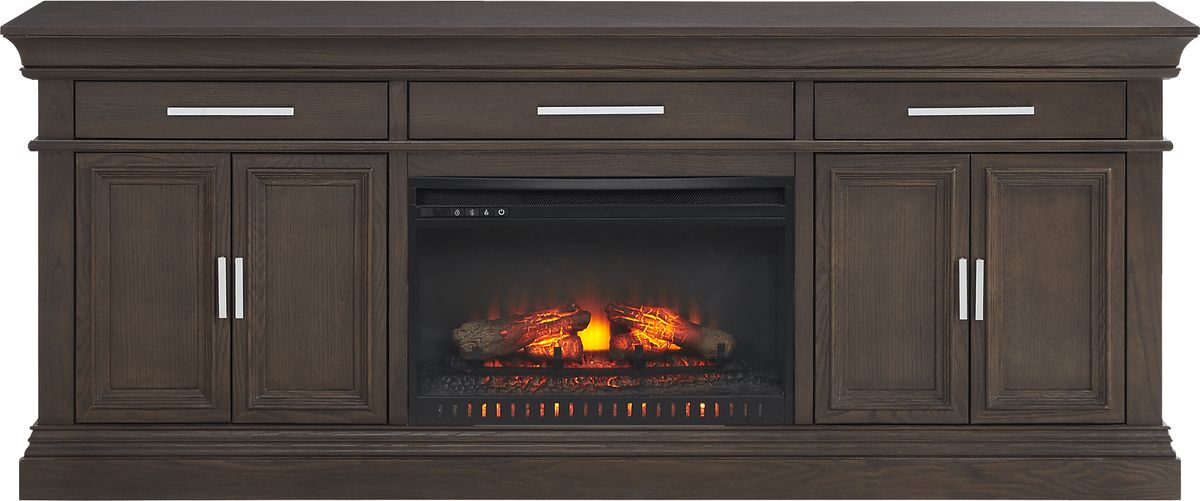 Brightwood Brown Dark Wood 82 in. Console With Log Fireplace | Rooms to Go
