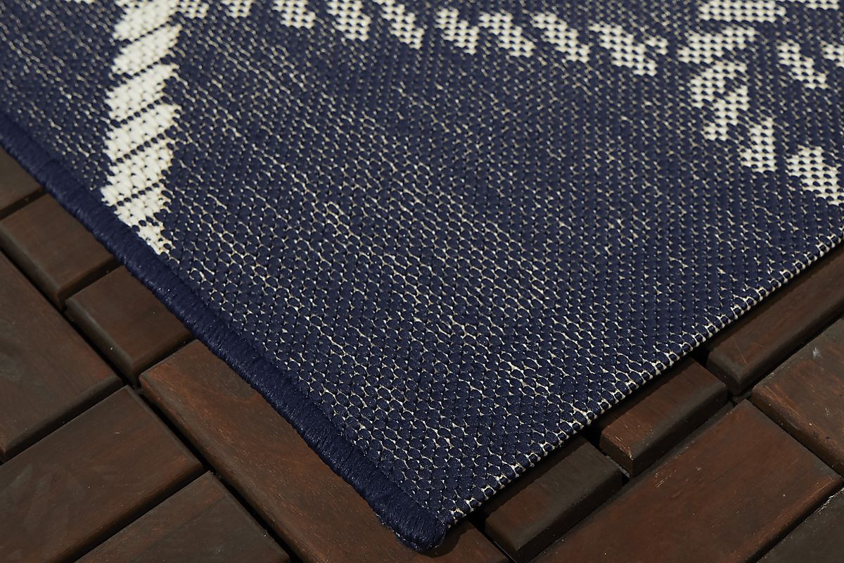 Brizo Navy Blue Polypropylene Fabric Outdoor Rug | Rooms to Go
