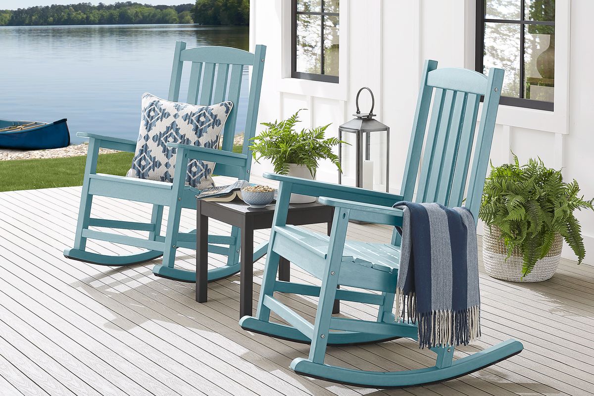 Brocky 3 Pc Sky Colors Synthetic Fabric Outdoor Rocking Rocker With ...