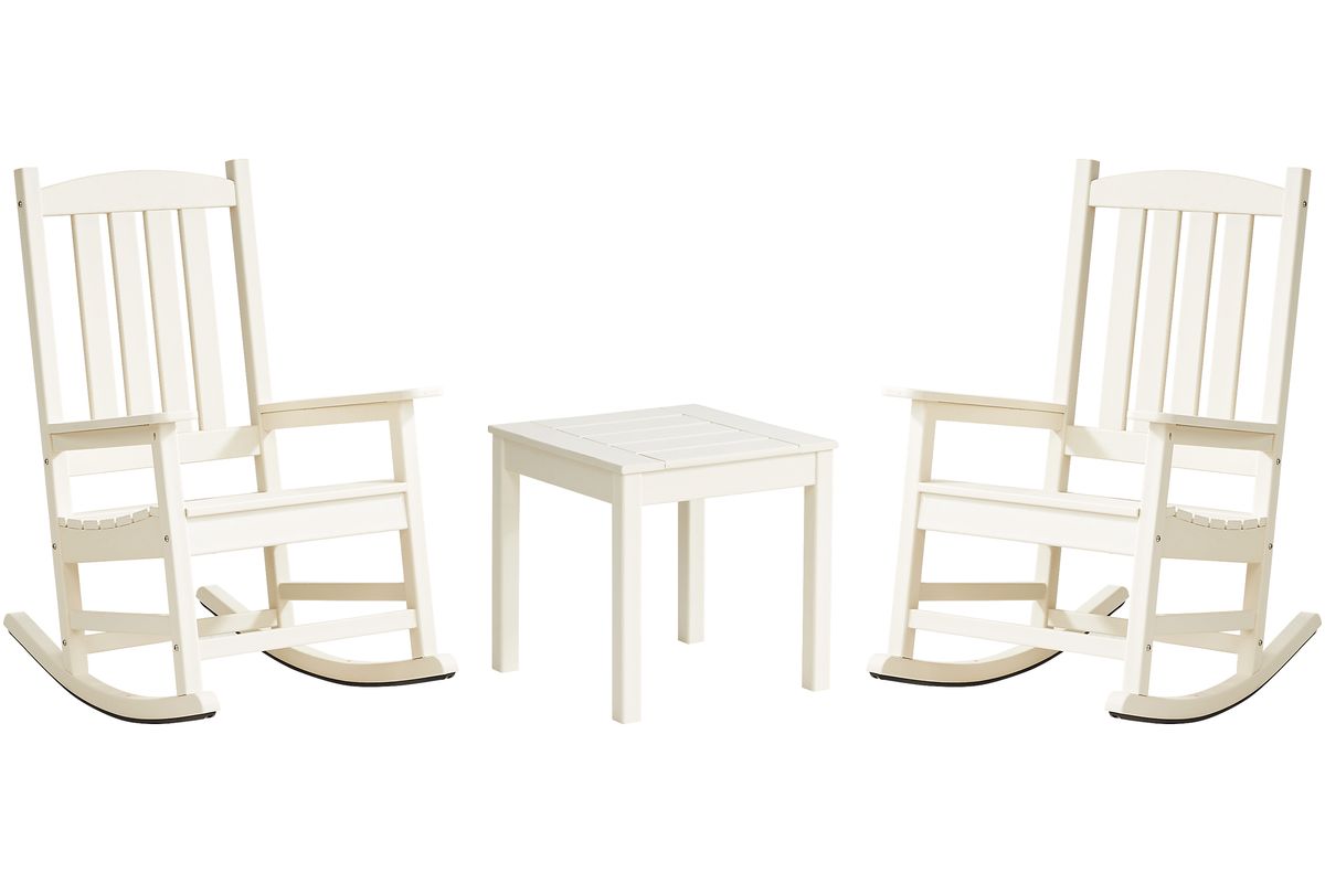 Brocky 3 Pc White Colors,White Synthetic Fabric Outdoor Seating Set ...