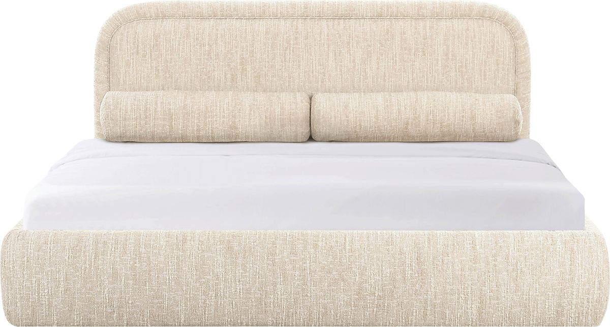 Bronislaw Cream Beige Polyester Fabric Queen Bed | Rooms to Go