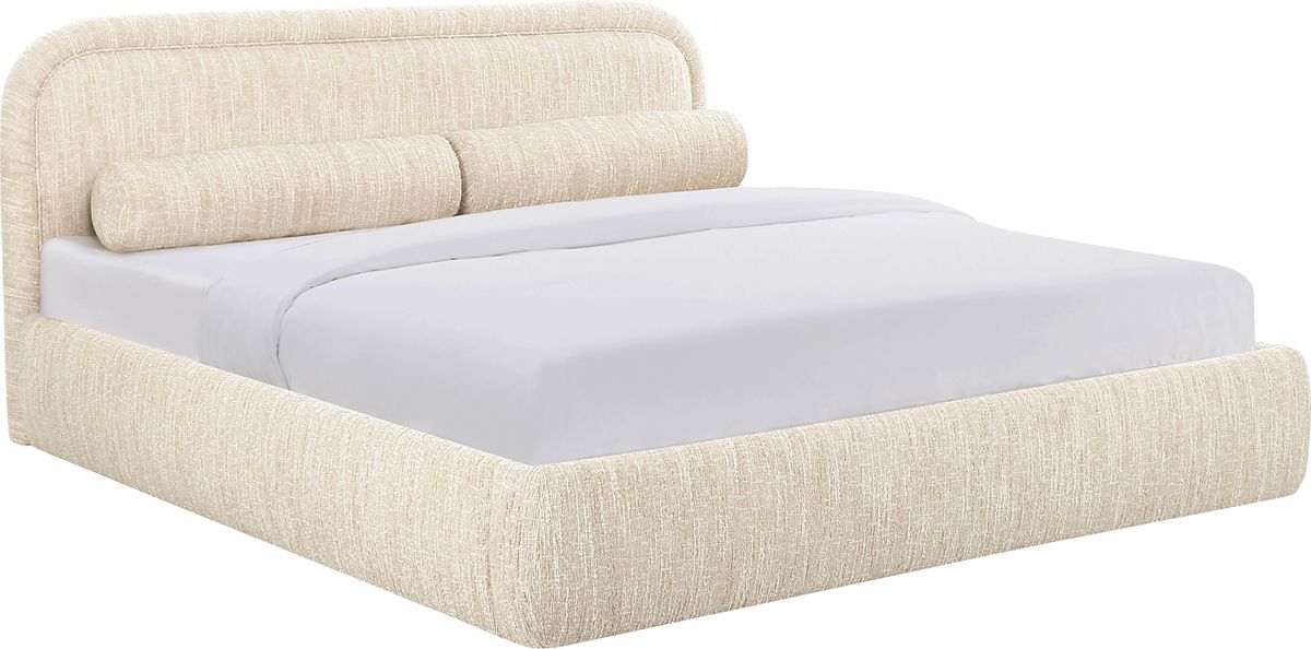 Bronislaw Cream Beige Polyester Fabric Queen Bed | Rooms to Go