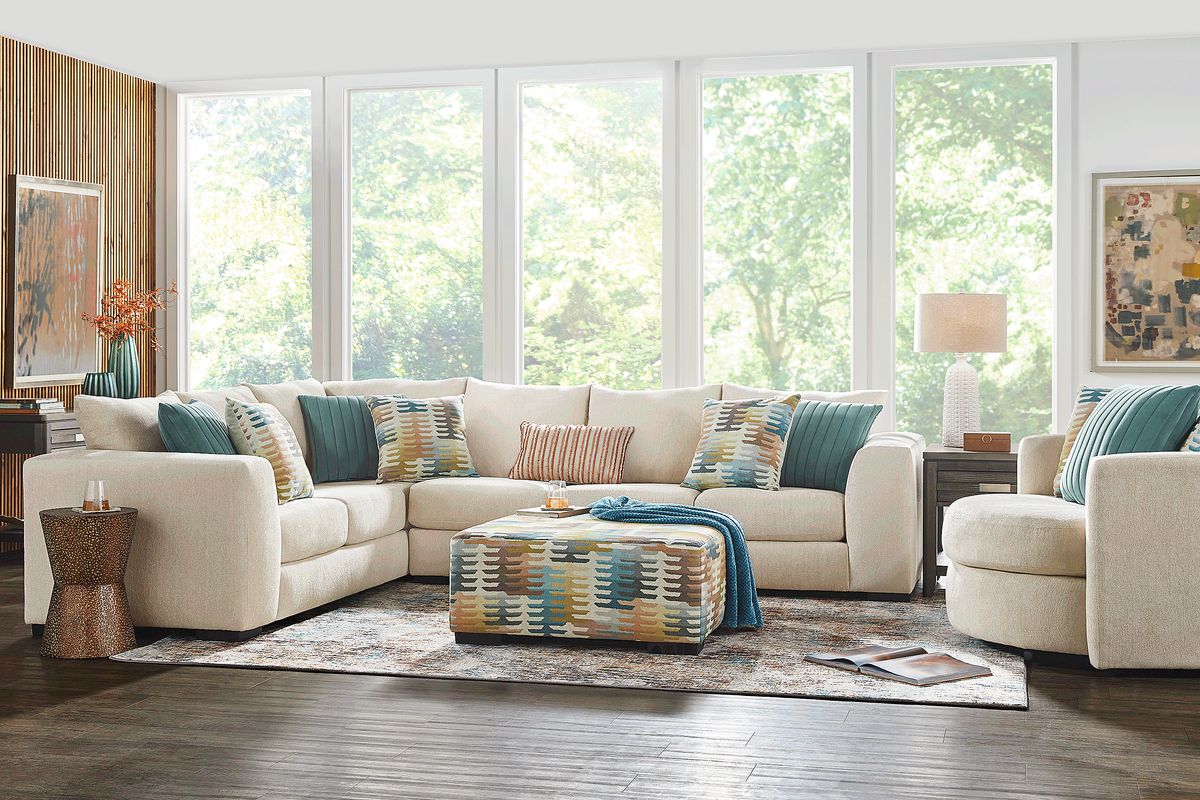 Brookeville White Woven 2 Pc Left Sectional | Rooms to Go