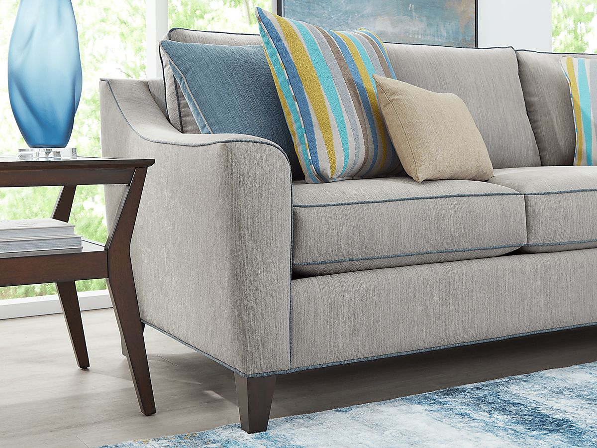 Cindy Crawford Brookhaven 7 Pc Gray Chenille Fabric Premium Sleeper ...