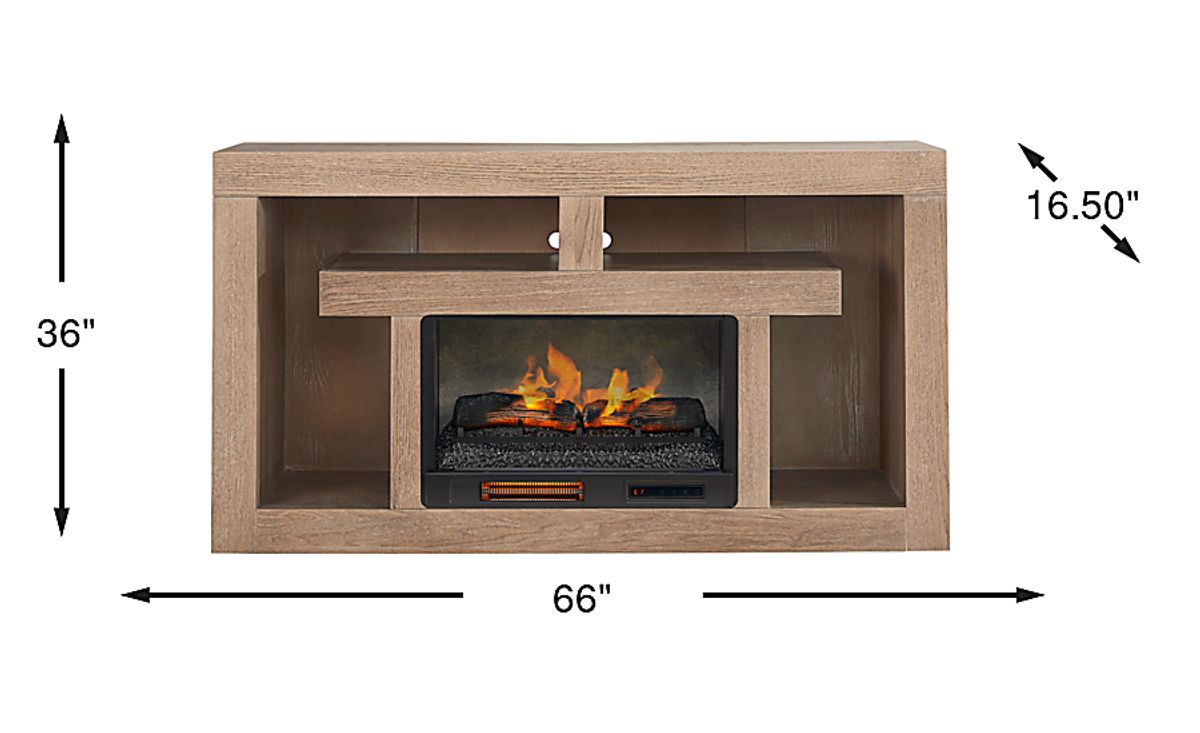 Brookland Park Brown Dark Wood 66 in. Console With Log Firebox | Rooms ...