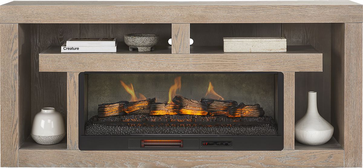 Brookland Park Brown Dark Wood 80 In Console With Log Firebox | Rooms to Go