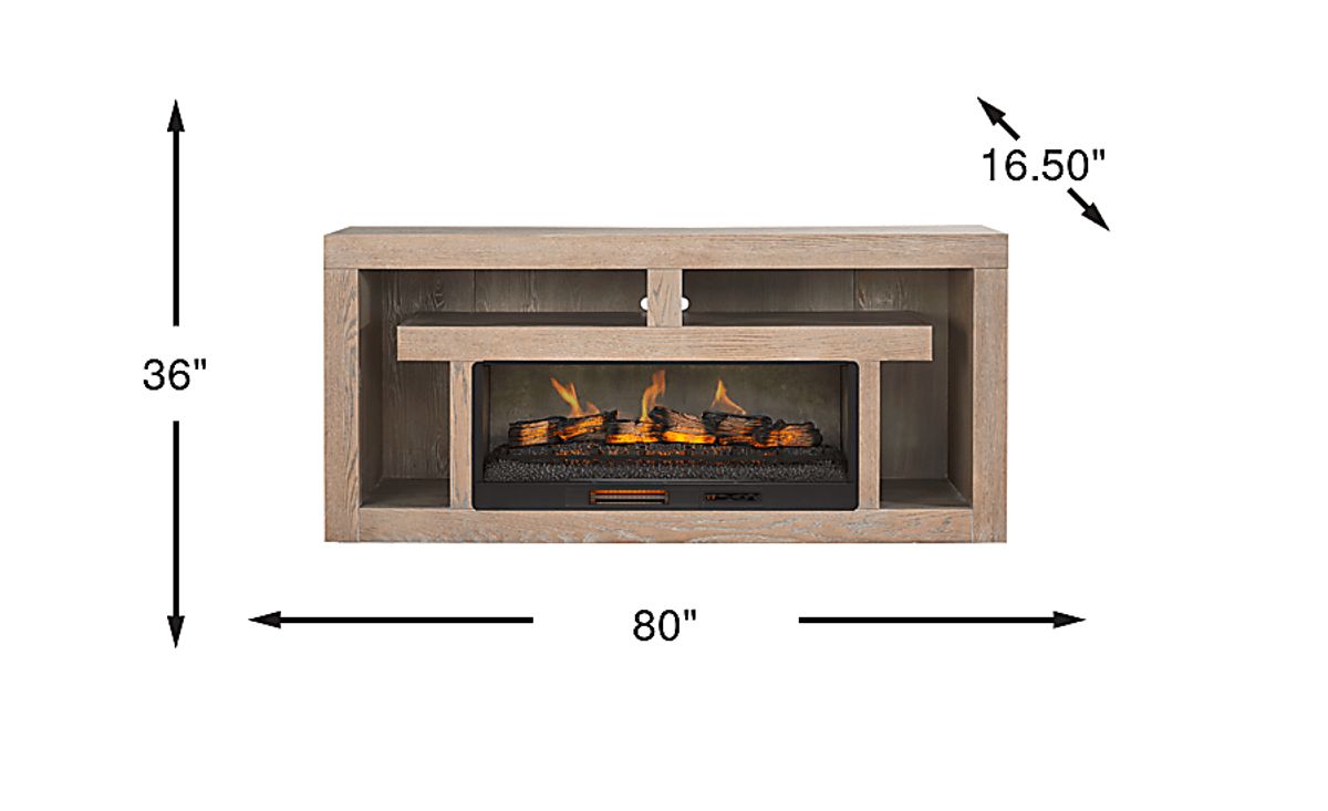 Brookland Park Brown Dark Wood 80 In Console With Log Firebox | Rooms to Go