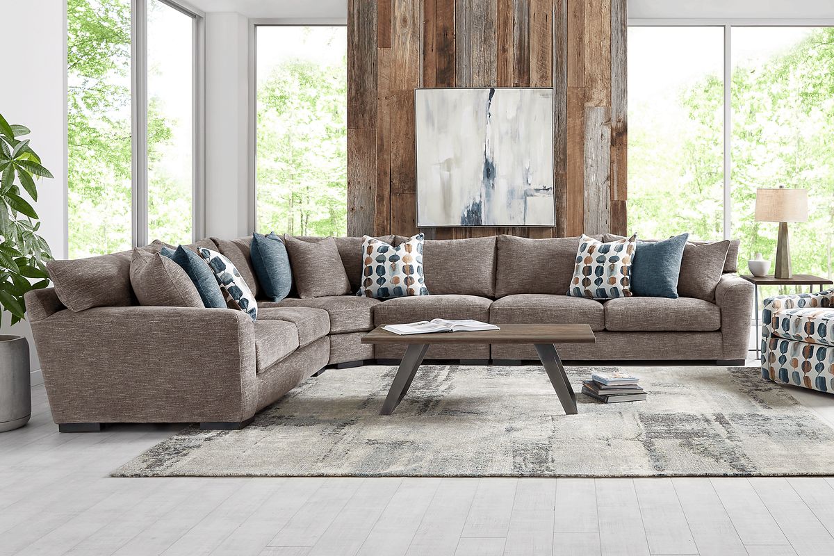 Brooklyn Gardens Mocha Brown Twill 4 Pc Sectional | Rooms to Go