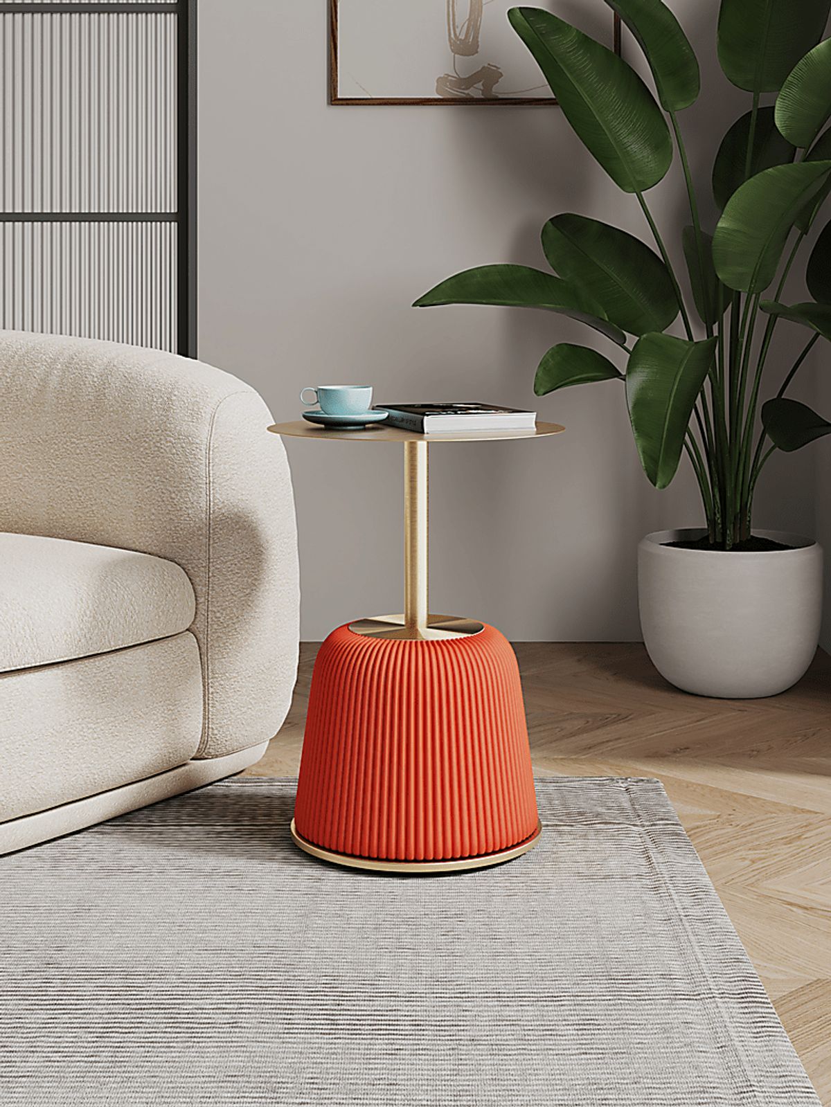 Broomcage I Orange Orange,Red Leatherette End Table | Rooms to Go