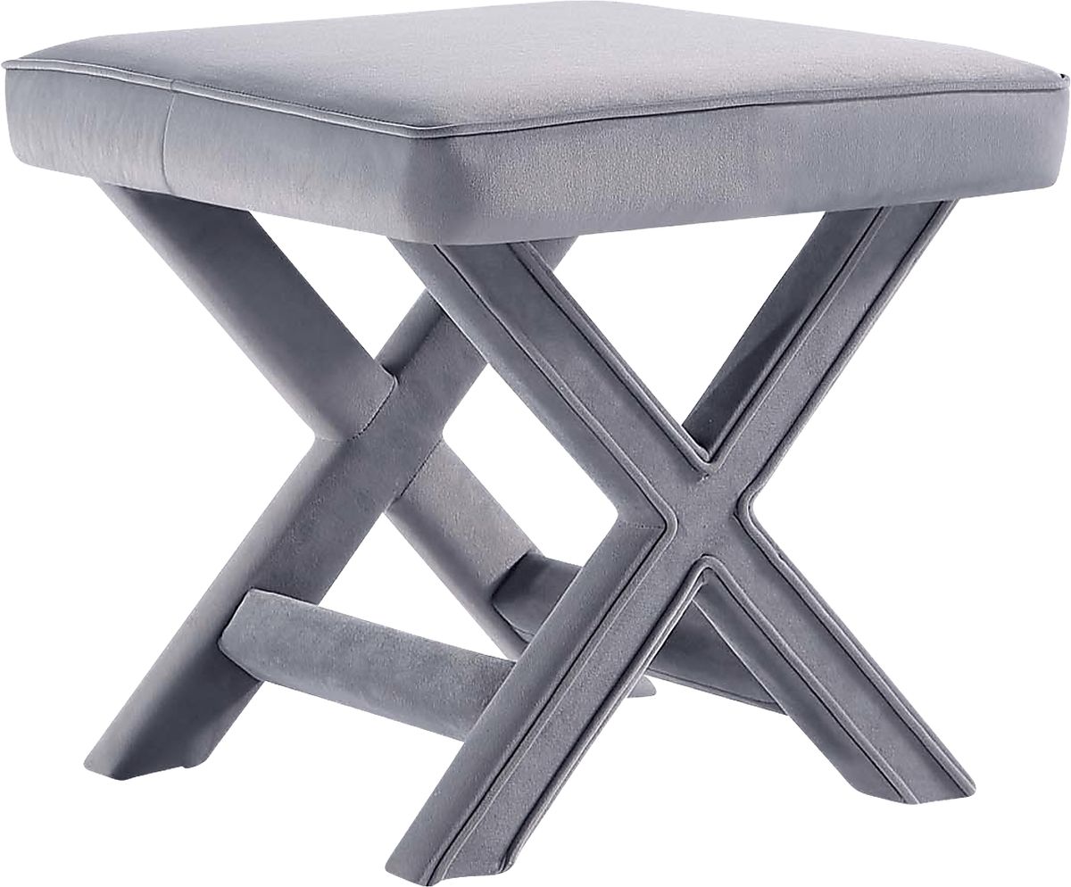 Brougham I Gray Velvet Plush Bench | Rooms to Go