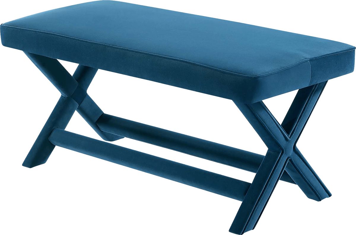 Brougham II Blue Velvet Plush Bench | Rooms to Go