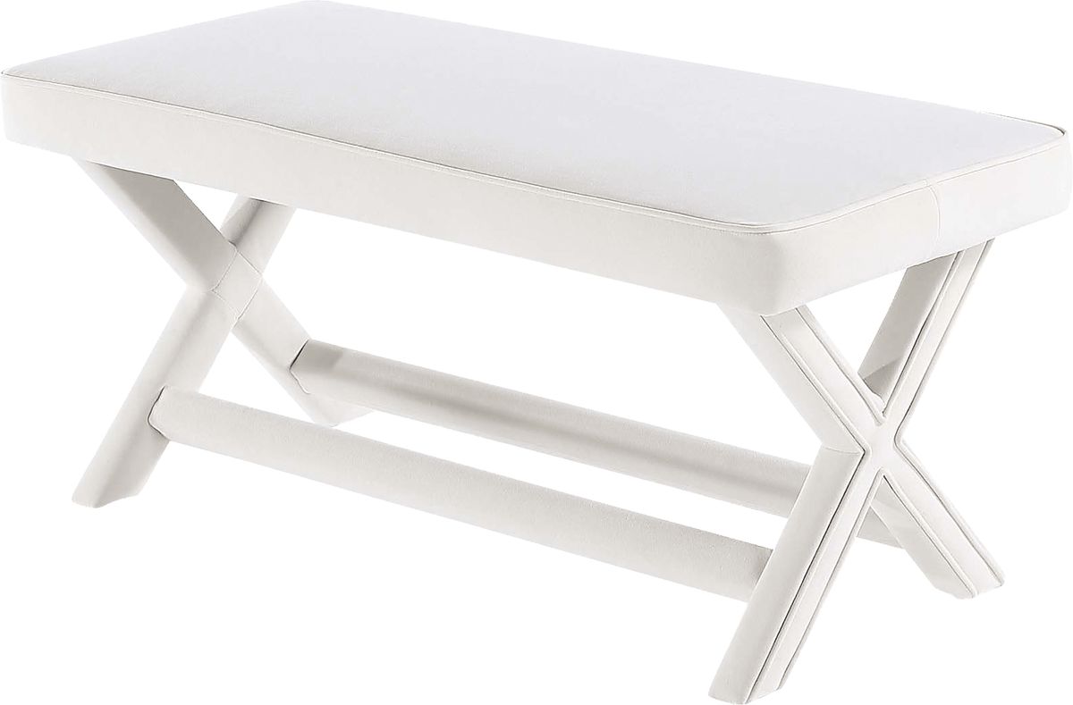 Brougham II Cream Beige Velvet Plush Bench | Rooms to Go