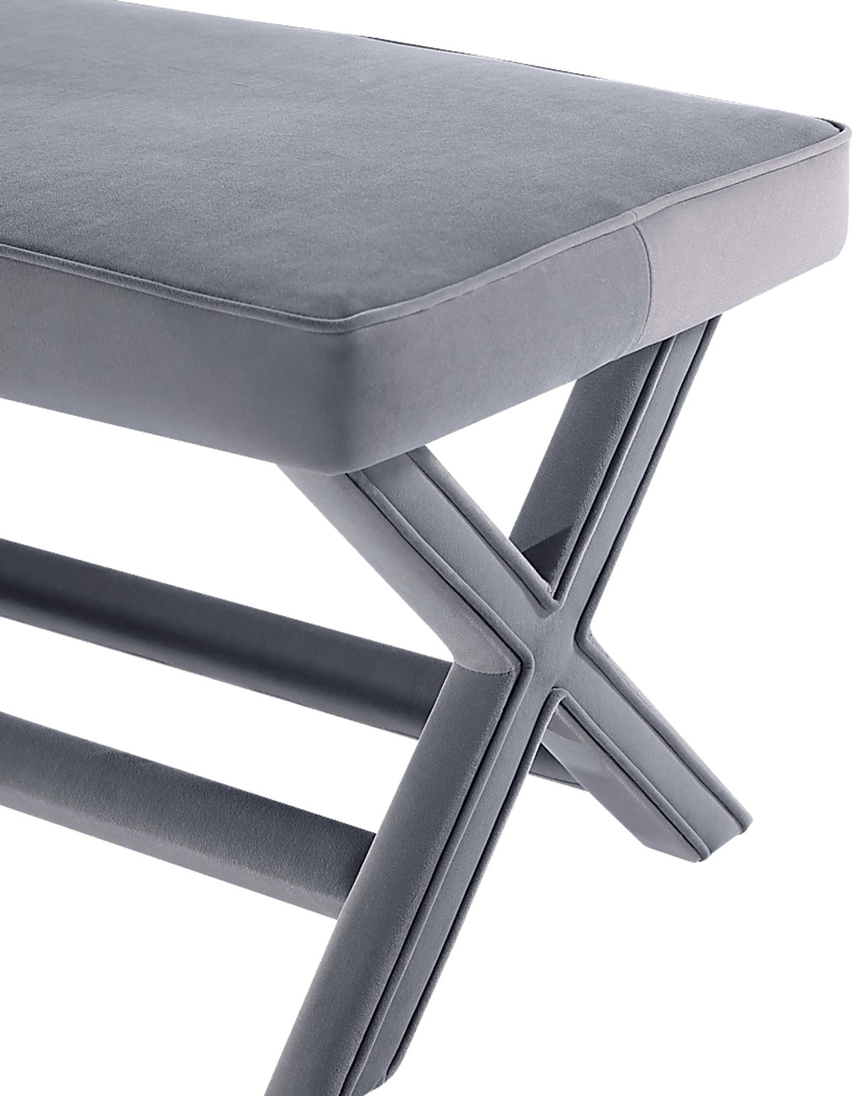 Brougham II Gray Velvet Plush Bench | Rooms to Go