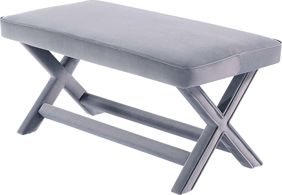 Brougham II Gray Velvet Plush Bench | Rooms to Go