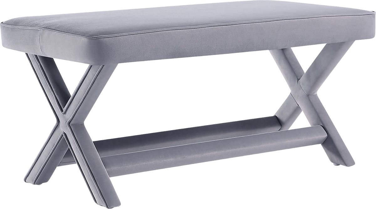 Brougham II Gray Velvet Plush Bench | Rooms to Go