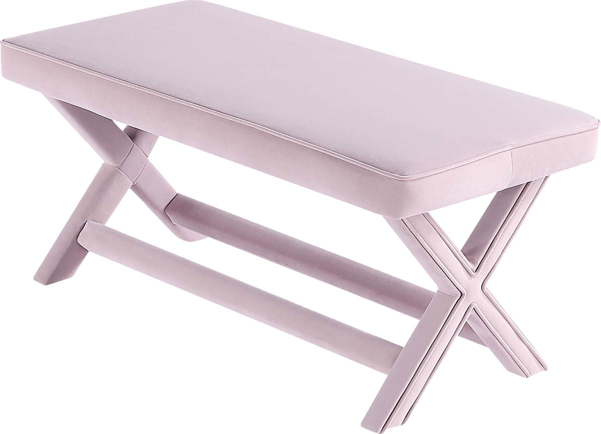 Brougham II Pink Velvet Plush Bench | Rooms to Go