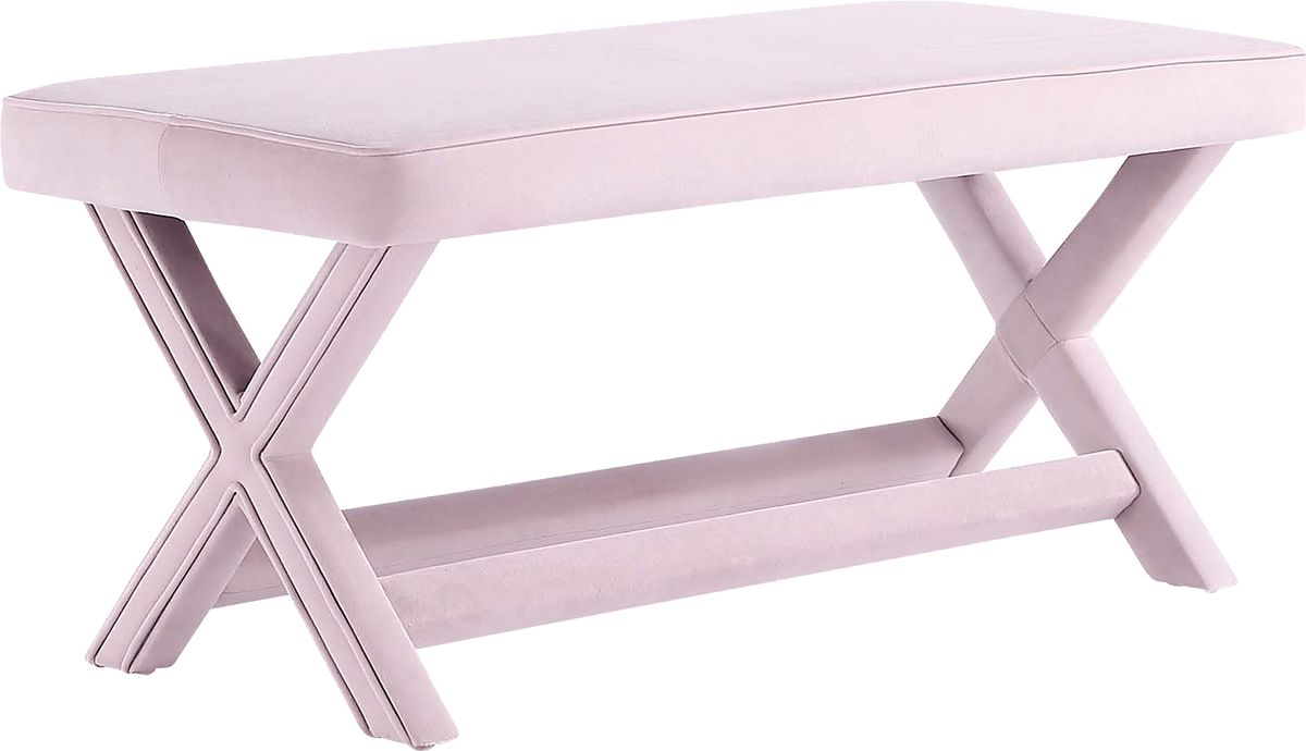 Brougham II Pink Velvet Plush Bench | Rooms to Go