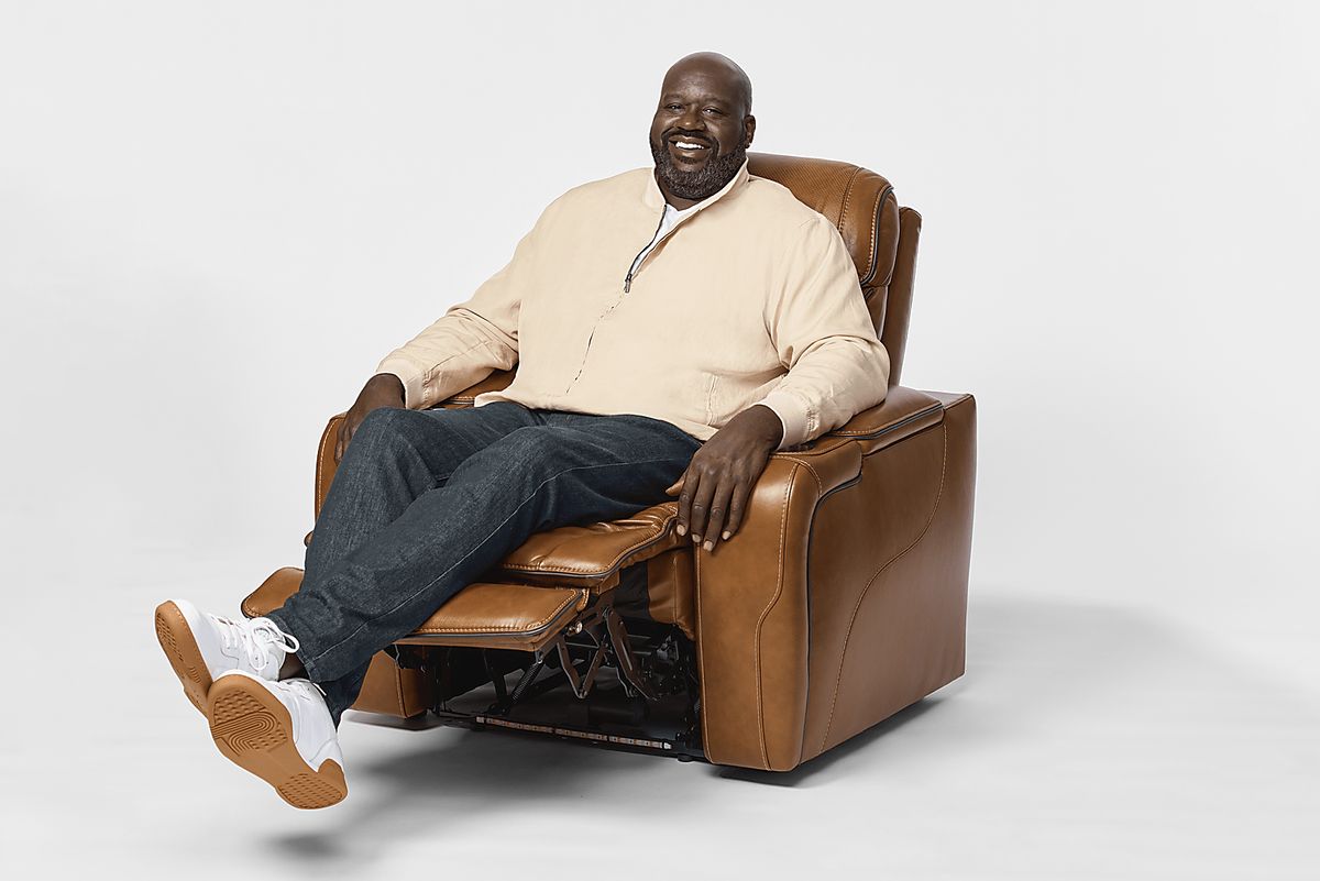 Sound Tech Shaq Recliner To Go Brown Leather Triple Power | Rooms to Go