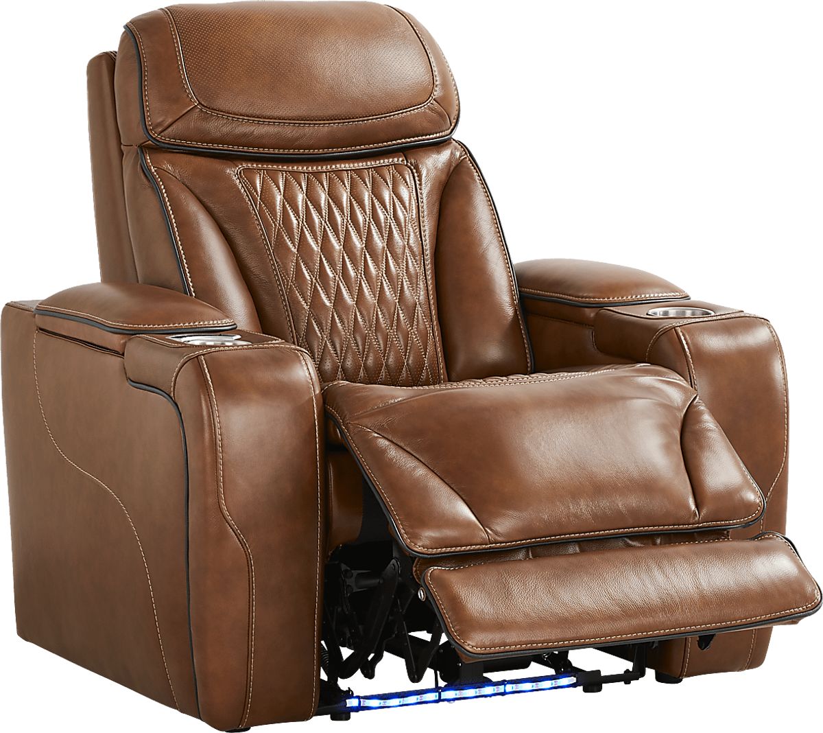 Sound Tech Shaq Recliner To Go Brown Leather Triple Power | Rooms to Go