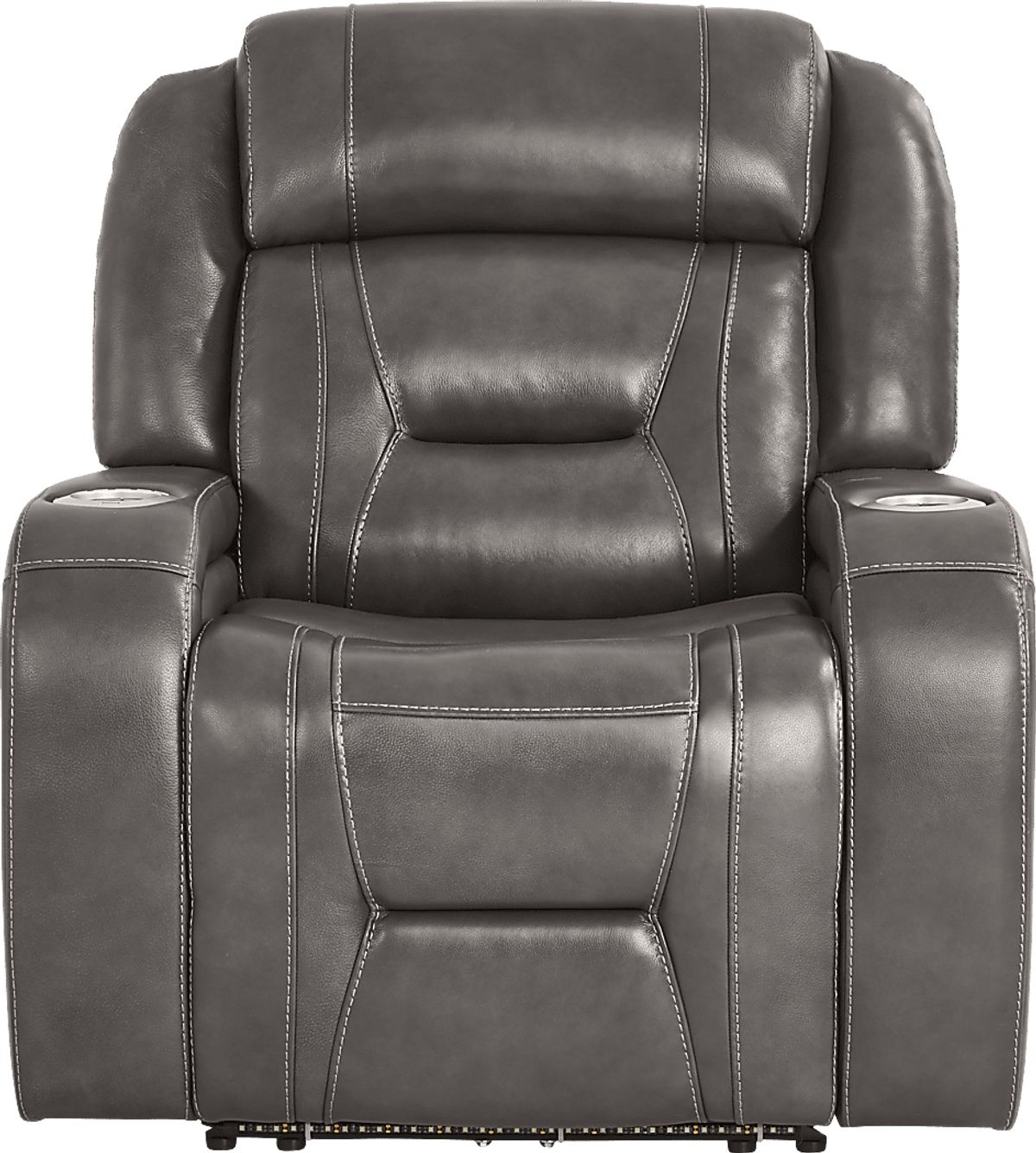 Brunswick Dark Gray Leather Dual Power Recliner | Rooms to Go