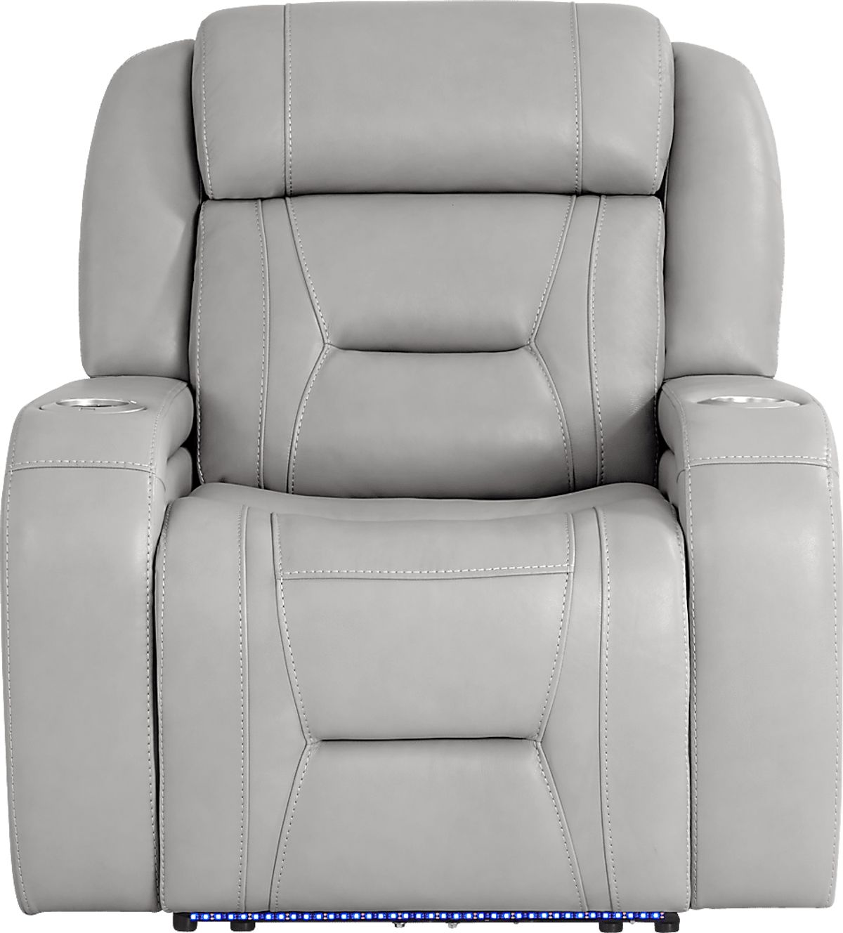 Brunswick Light Gray Leather Dual Power Recliner | Rooms to Go