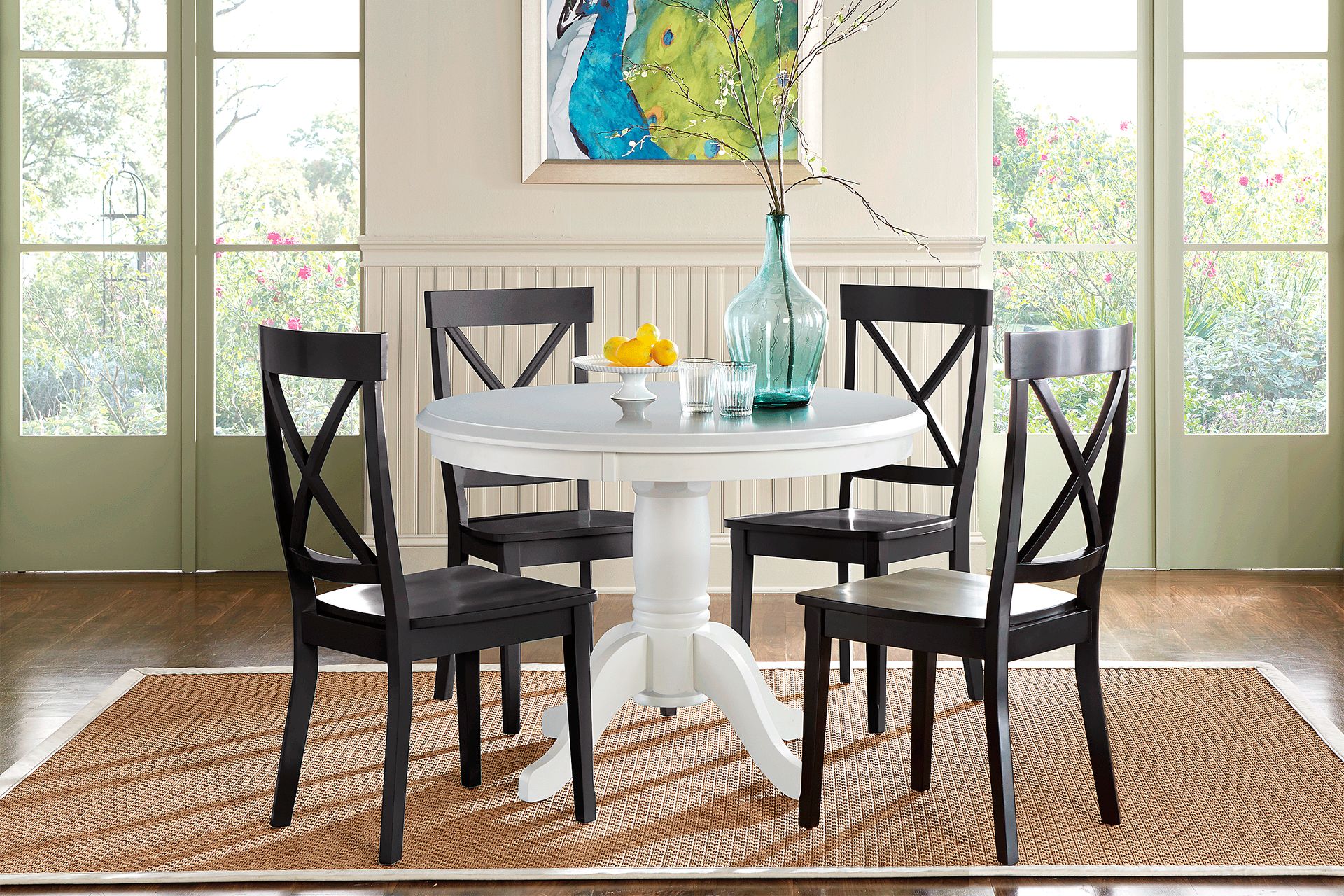 Brynwood 5 Pc White Colors White Black Dining Room Set With Dining Table Side Chair Rooms to Go