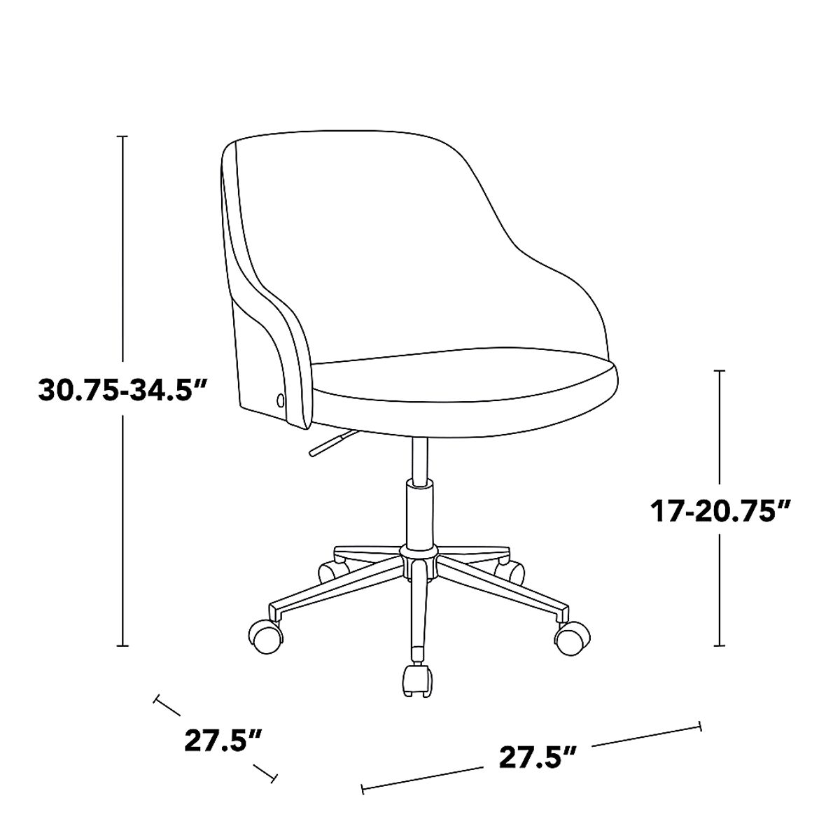 Bryta Chrome Metal Black Faux Leather Fabric Desk Chair | Rooms to Go