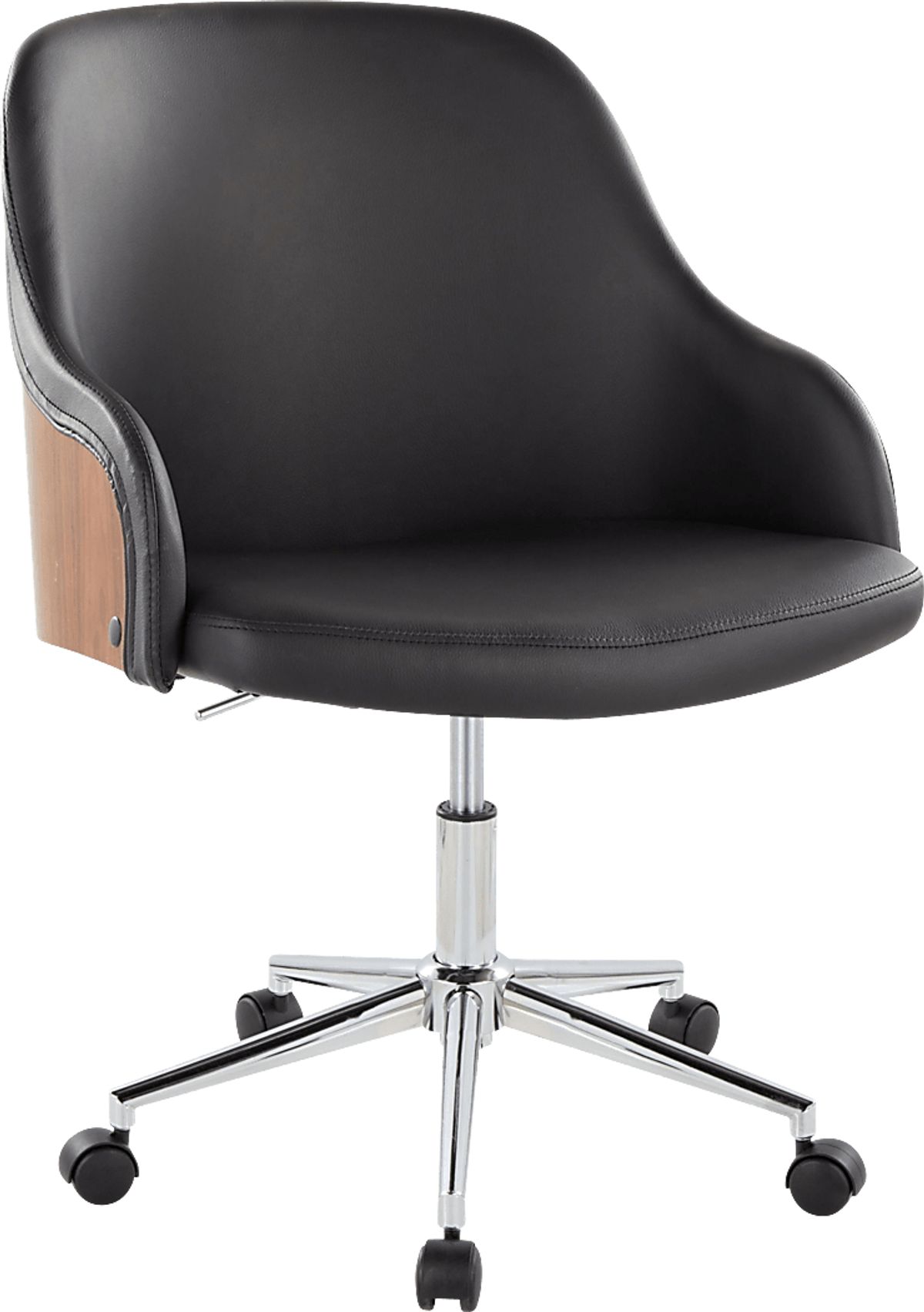 Bryta Chrome Metal Black Faux Leather Fabric Desk Chair | Rooms to Go