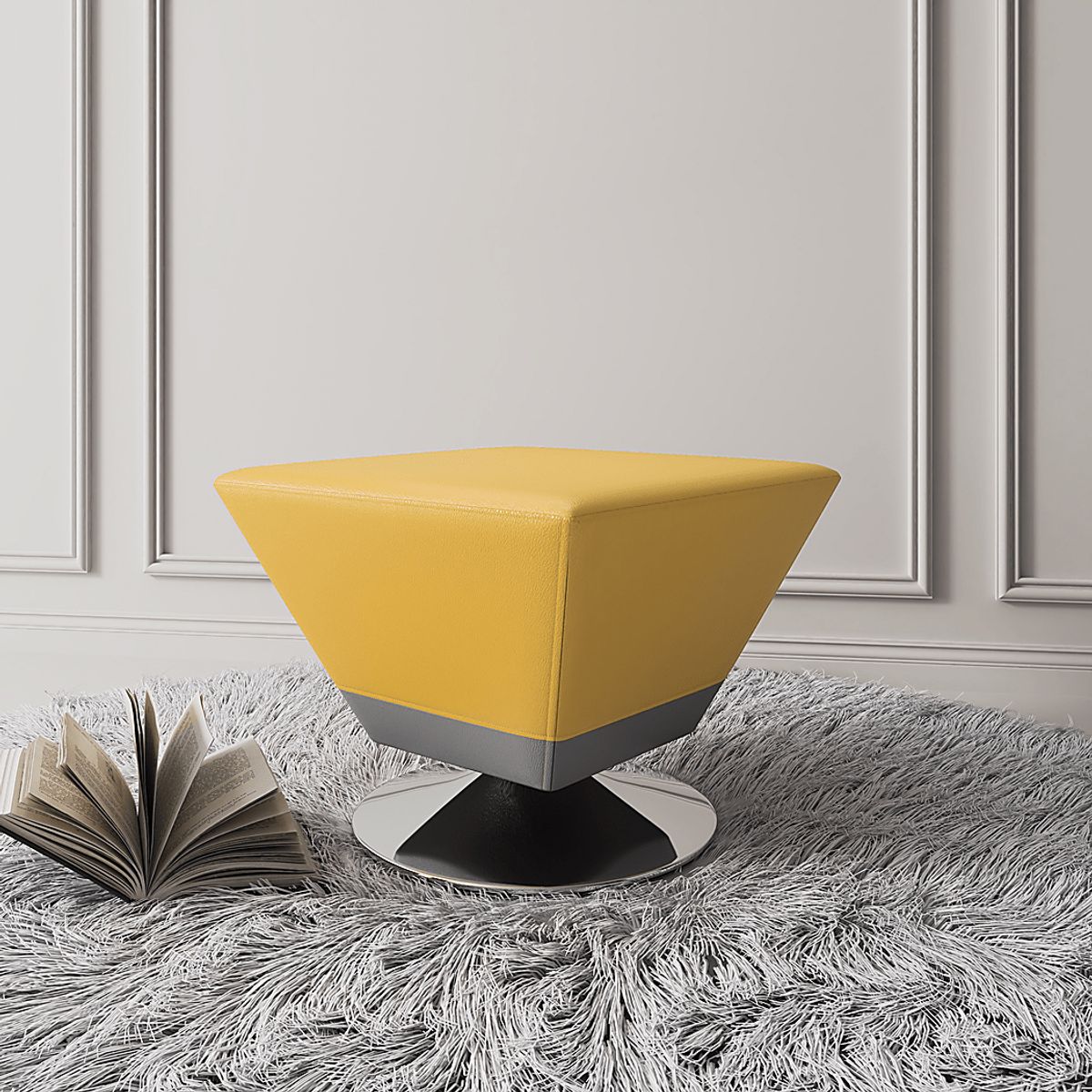 Buecker Yellow Faux Leather Fabric Ottoman | Rooms to Go