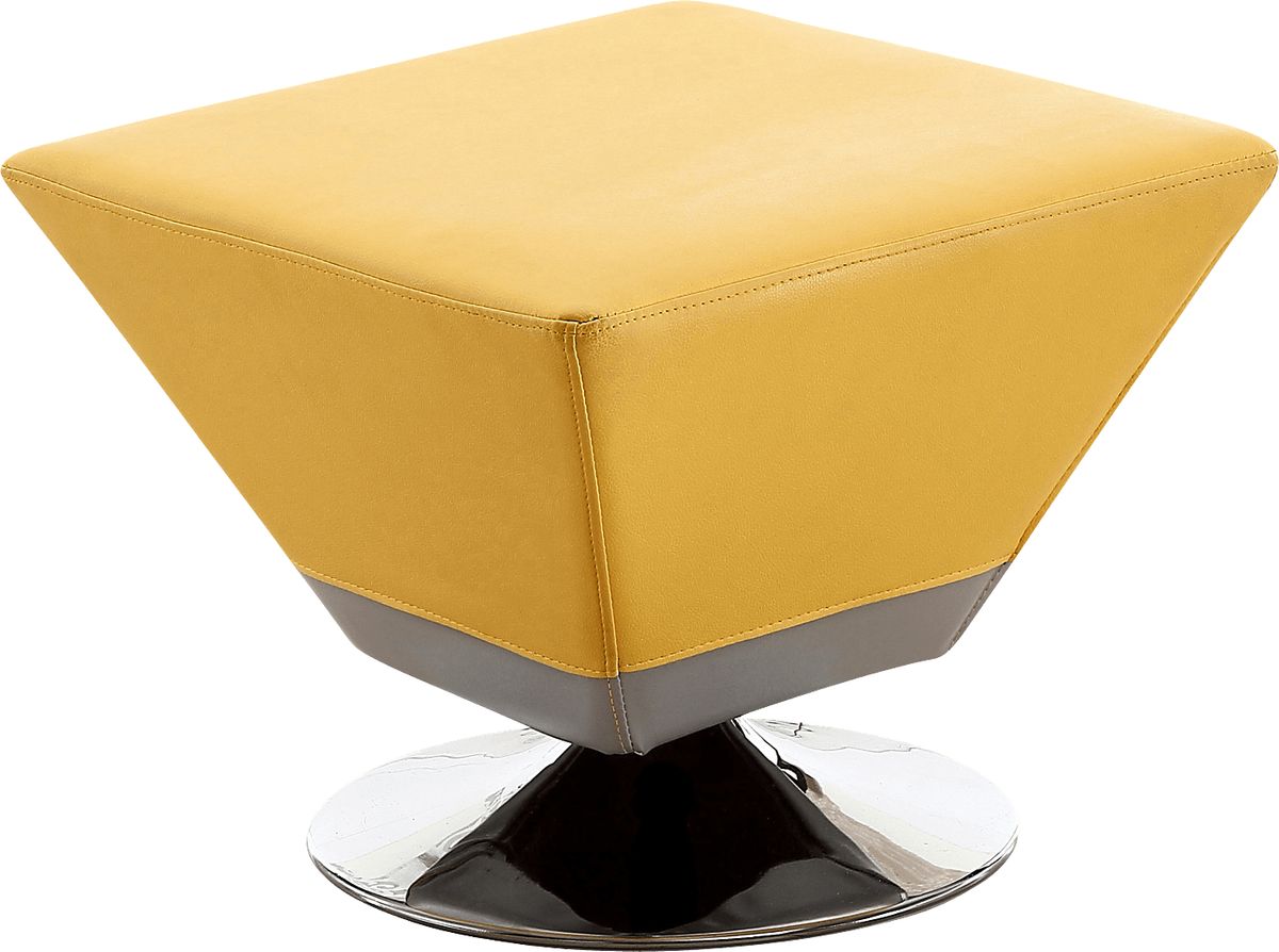 Buecker Yellow Faux Leather Fabric Ottoman | Rooms to Go