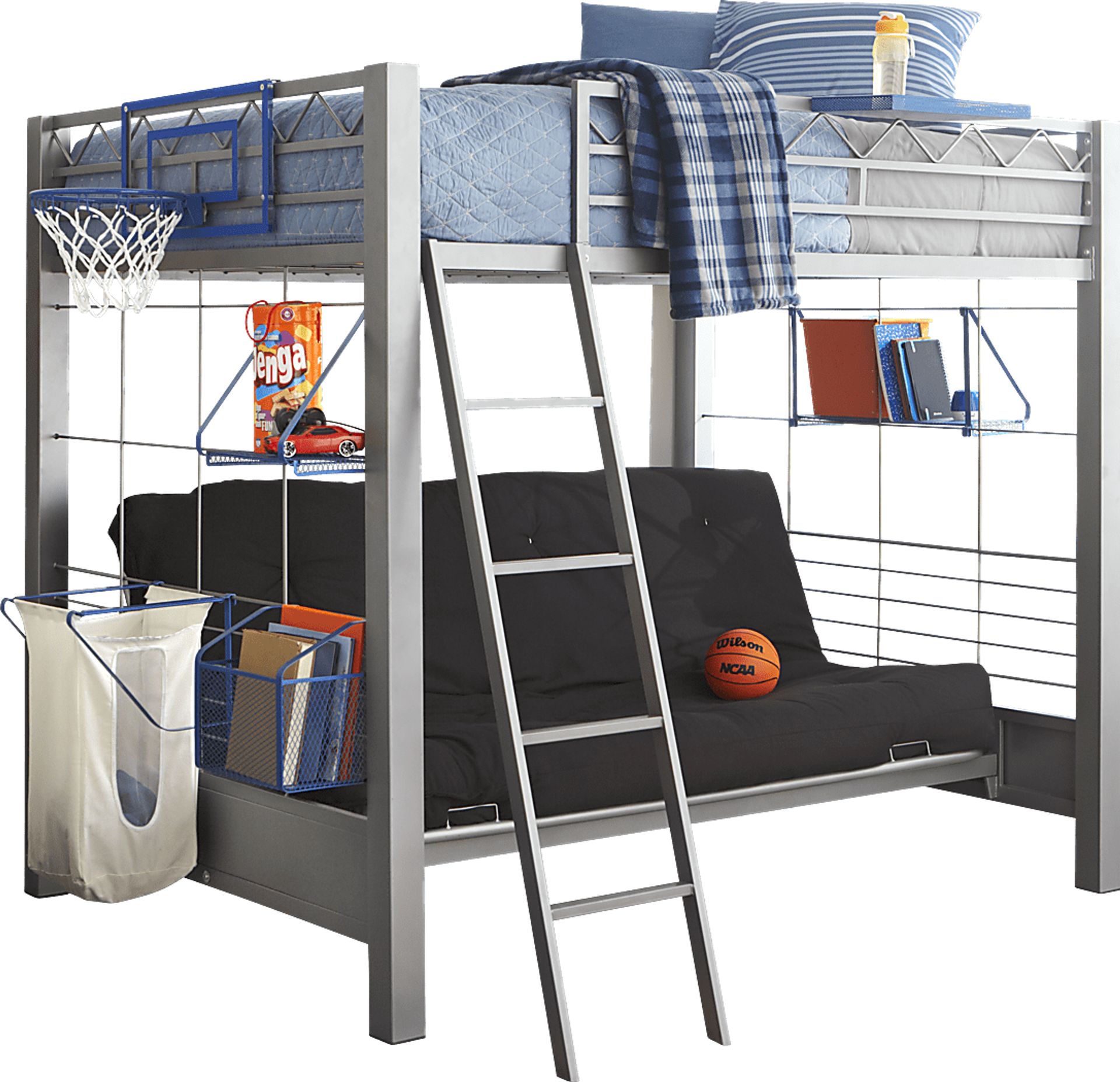 Build A Bunk Metal 4 Pc Full Futon Loft Rooms to Go