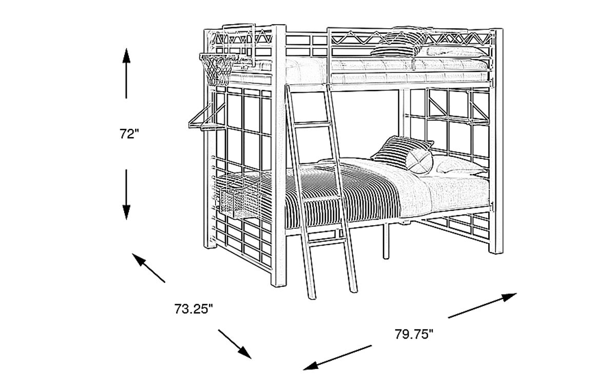 Build-A-Bunk Gray Blue Full/Full Bunk Bed With Hoop | Rooms to Go